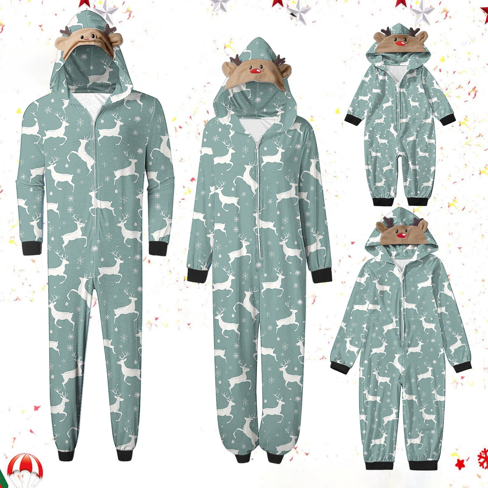 Odeerbi Christmas Onesie Pajamas for Family Holiday Sleep Jumpsuit Long ...