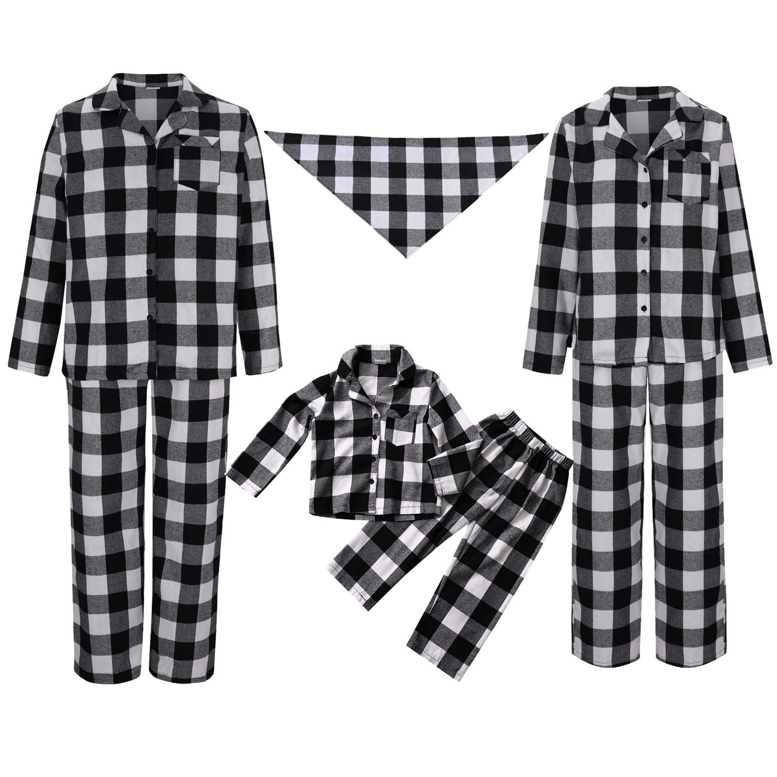 Odeerbi Christmas Pajamas for Family Plaid Holiday Cotton Long Sleeve ...