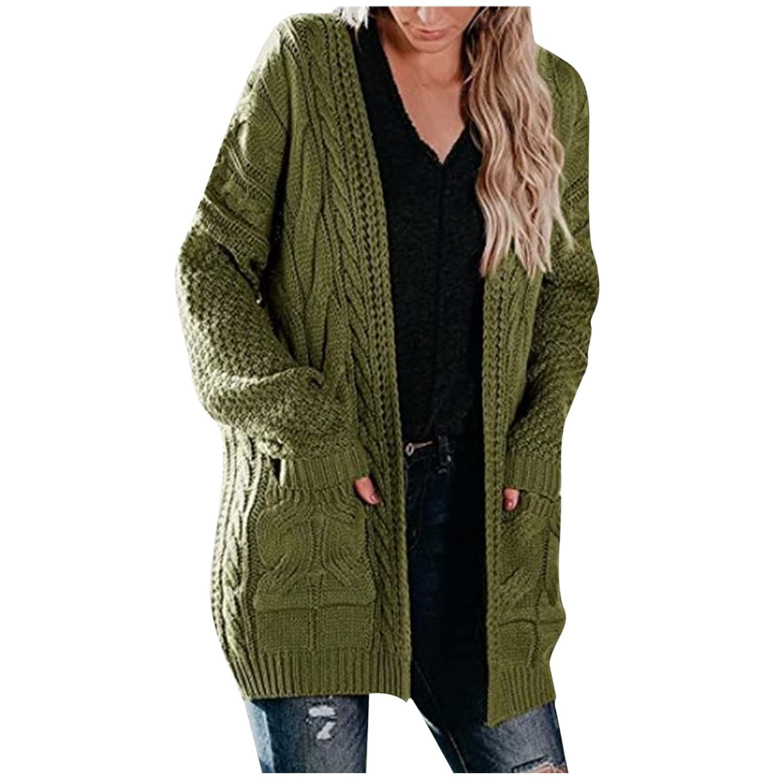 Odeerbi Chunky Cardigans For Women Cardigan Sweaters Solid Color Wool ...