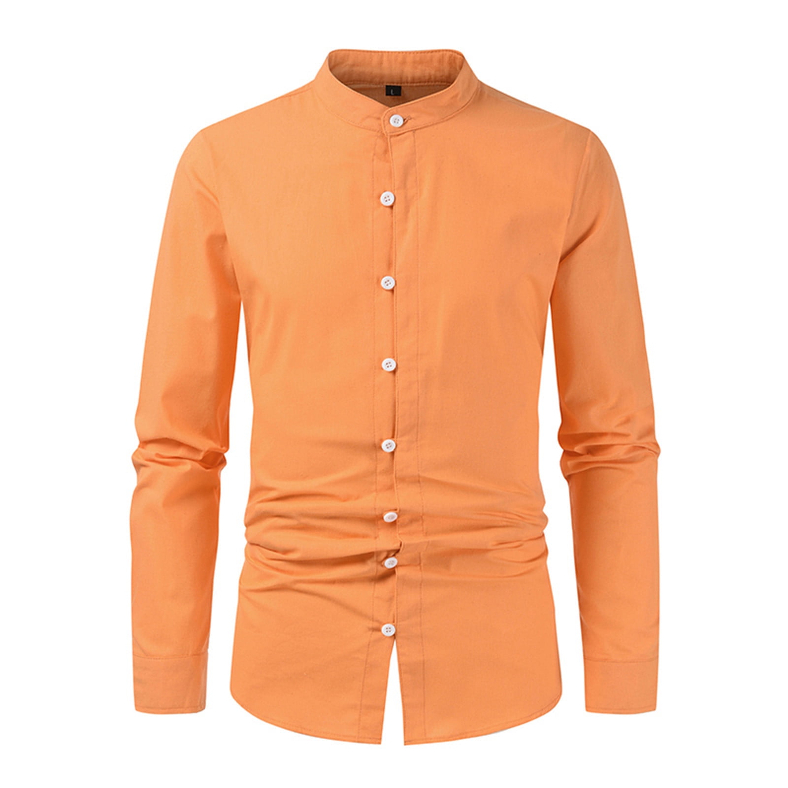 Odeerbi Cotton Linen Shirts For Men Summer Long Sleeve Mandarin Collar