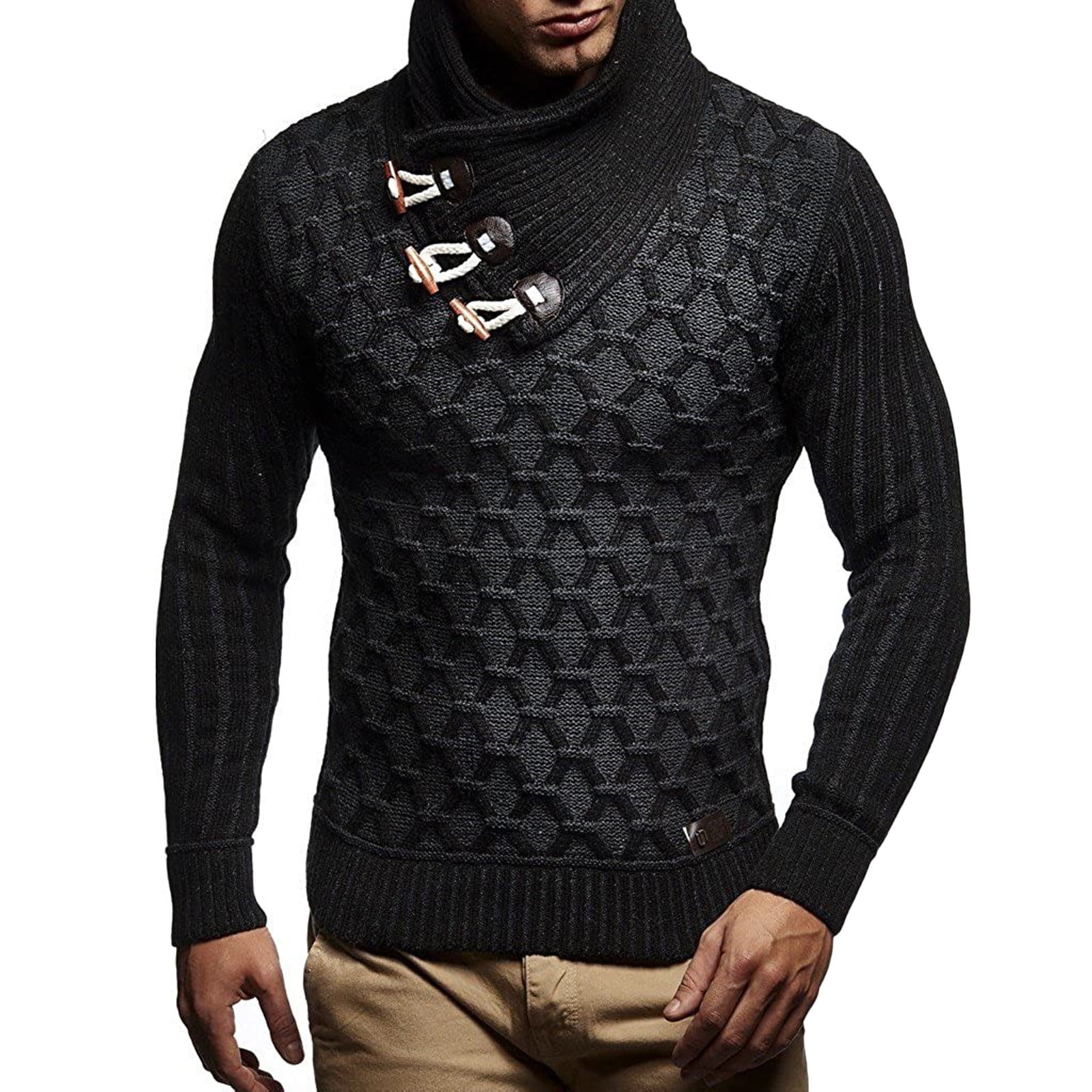 Odeerbi Fall Winter Knit Turtleneck Sweater For Men Solid Color Cowl ...
