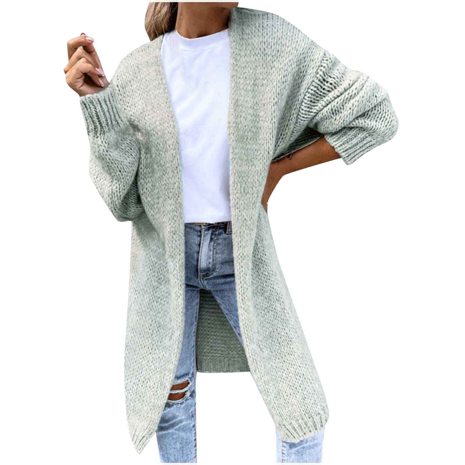 Odeerbi Fall Winter Solid Color Knit Long Cardigan Sweaters For Women ...