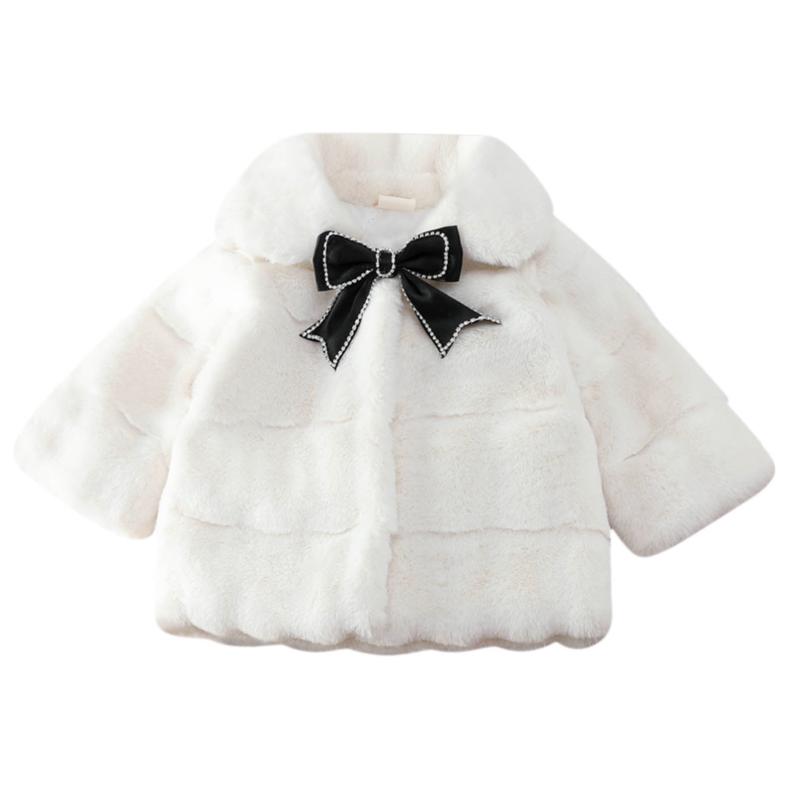 Odeerbi Girls Faux Furry Shawl Wrap Toddler Solid Color Plush Cute Bow Imitation Rabbit Furry ...