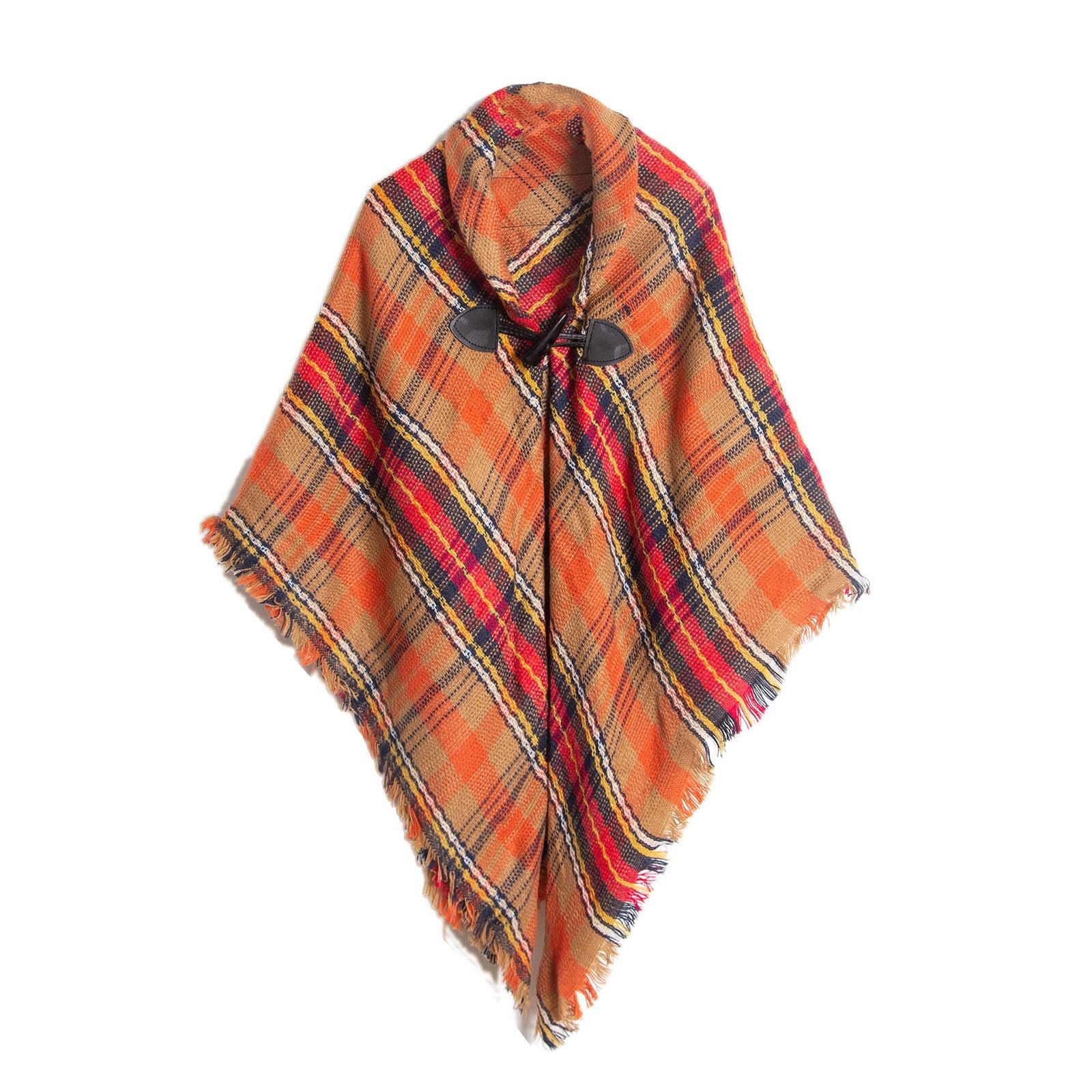 Odeerbi Girls Plaid Shawl Wrap Autumn 2025 Fashion Cape Cardigan Horn ...