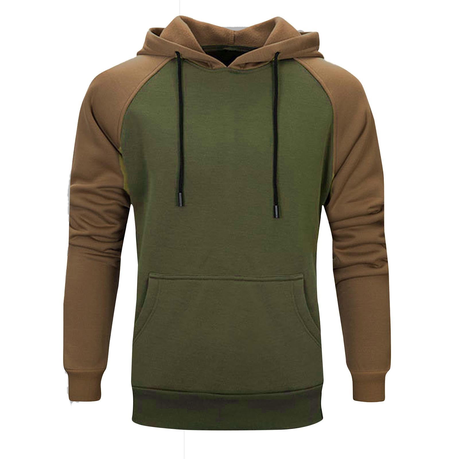 Odeerbi Hooded Sweatshirts for Men Hoodies Color Block Patchwork Blend ...