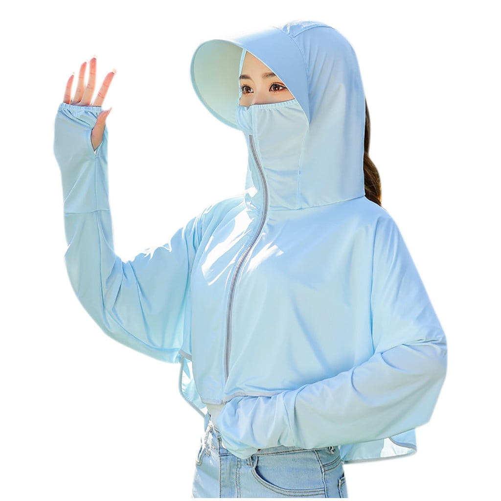 Odeerbi Ice Silk Sun Shirts for Women Sun Protective Hooded Coat ...