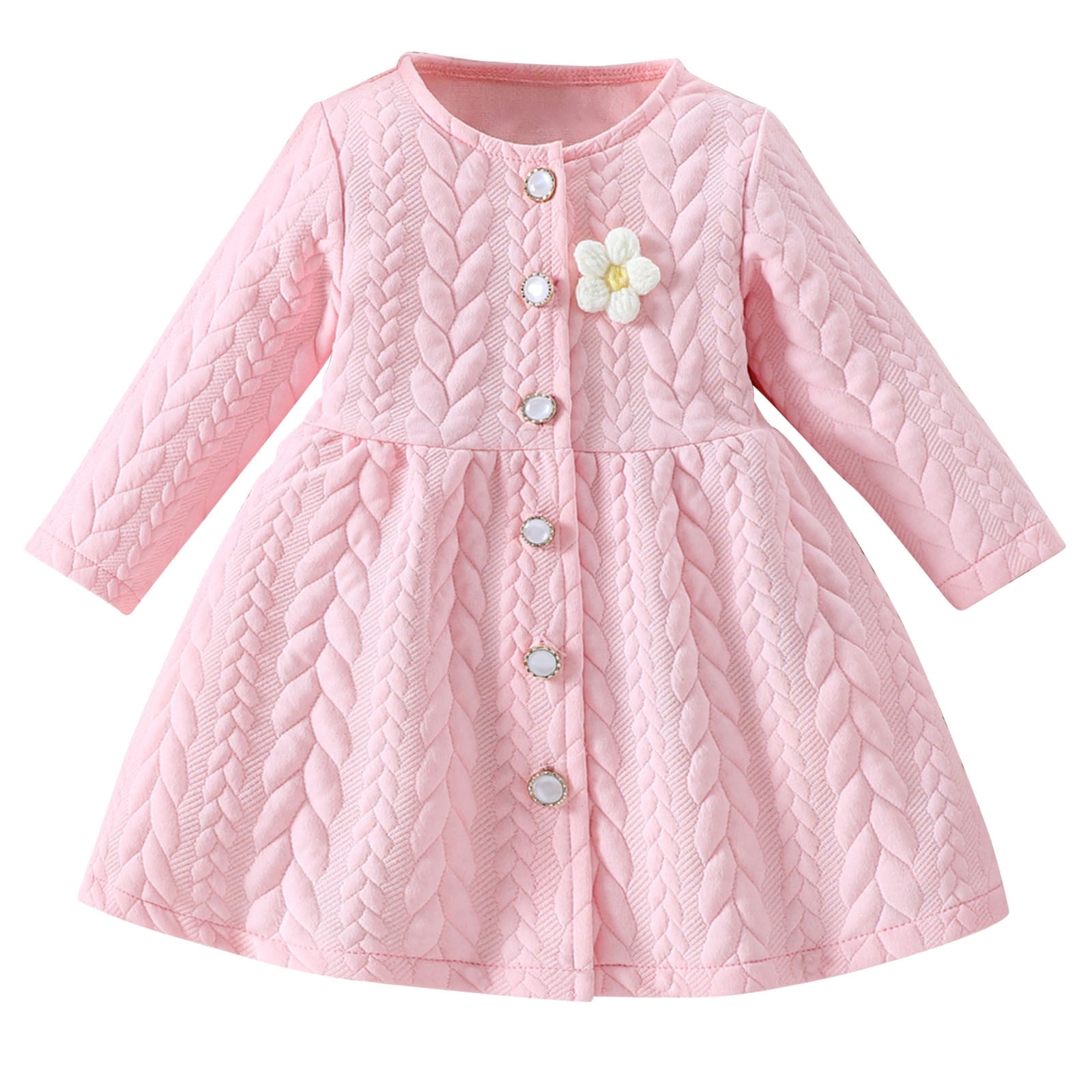 Odeerbi Infant Girls Long Sleeve Cable Rib Knit Dress Kids Fashion Cute ...