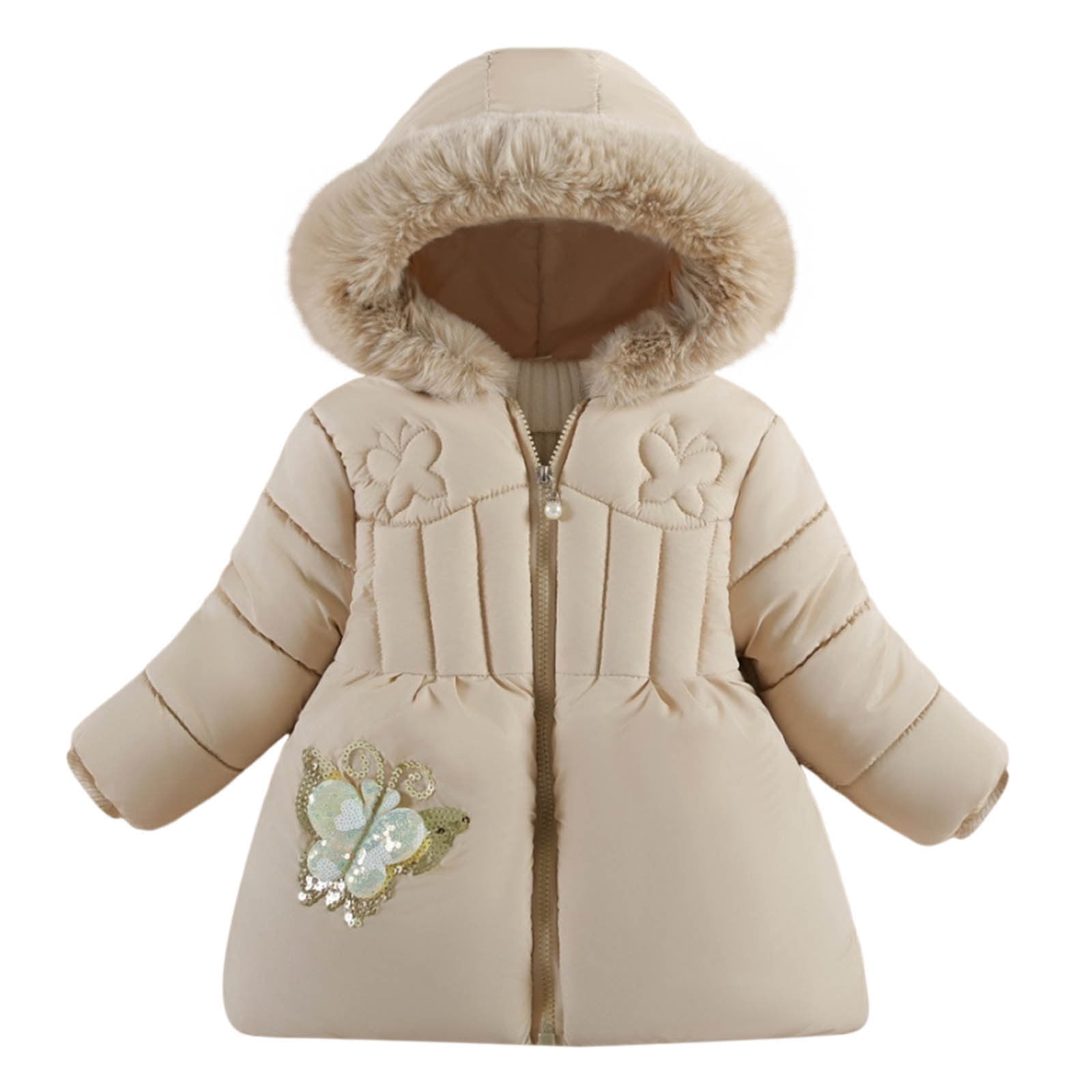 Odeerbi Infant Girls Parka Winter Coat Thermal Quilted Puffer Jacket Padded Coats Plus Velvet ...