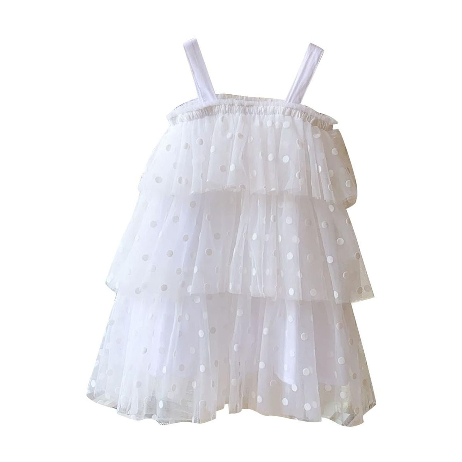 Odeerbi Infant Girls Summer Tiered Tulle Dress Cute Dots Print Strap ...