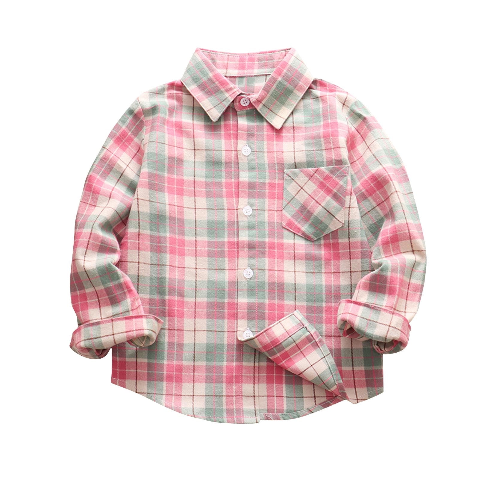 Odeerbi Kids Boys Girls Plaid Shirt Plaid Flannel Shacket Jacket ...