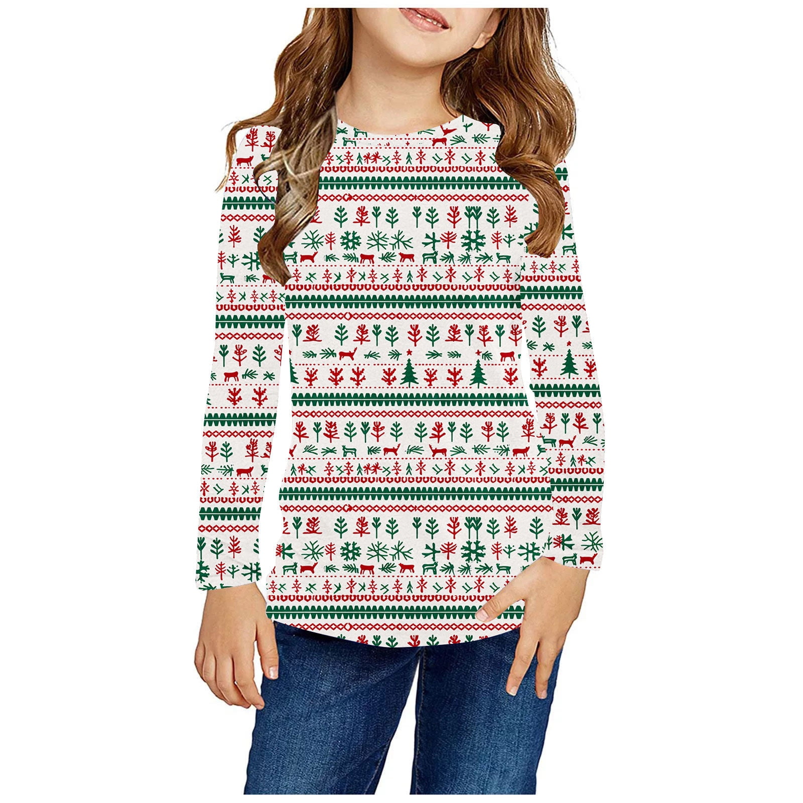 Odeerbi Kids Girls Fall Winter Basic Layering T-Shirt Christmas Basic ...