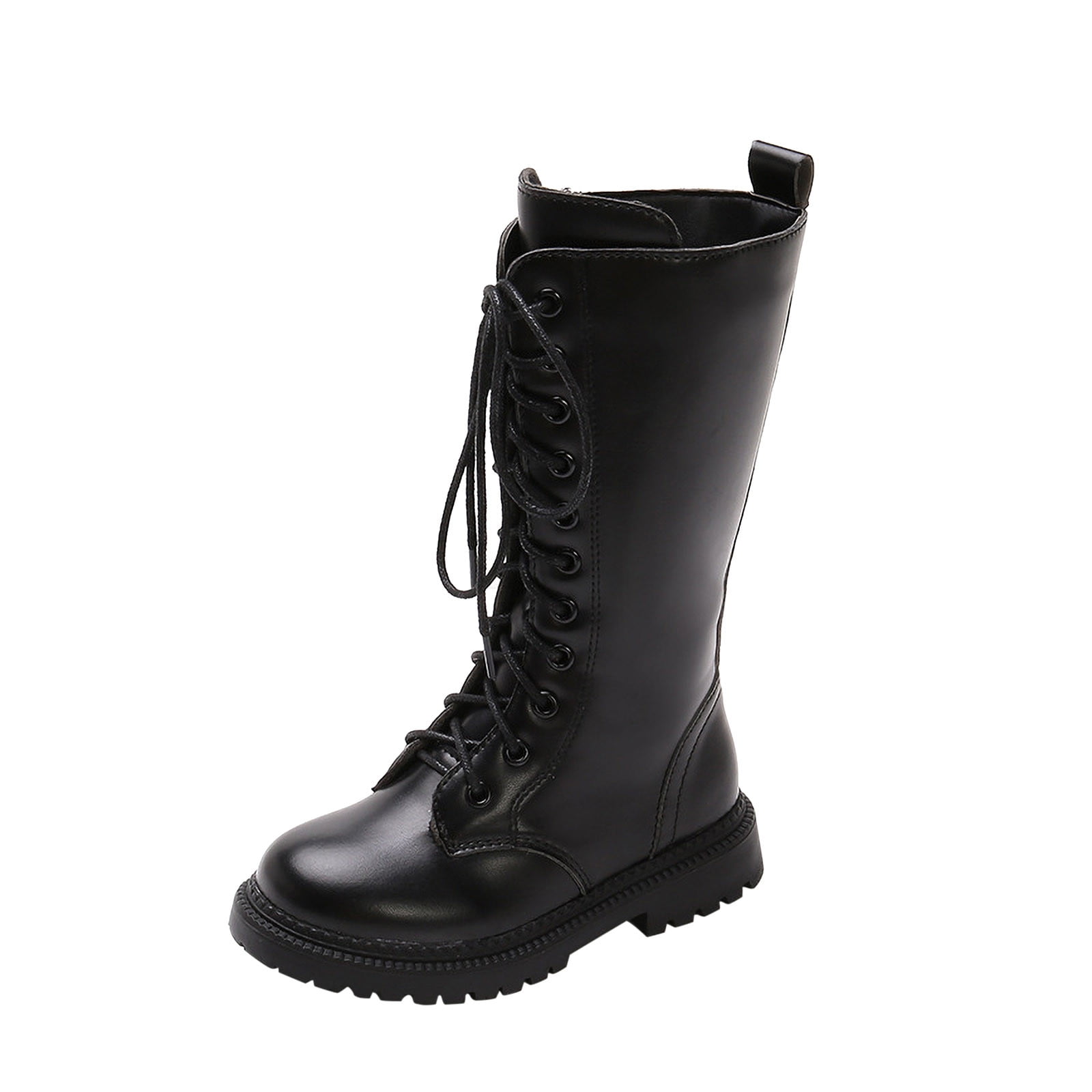 Odeerbi Kids Girls Fleece Lined Leather High Boots Fall Winter Little ...