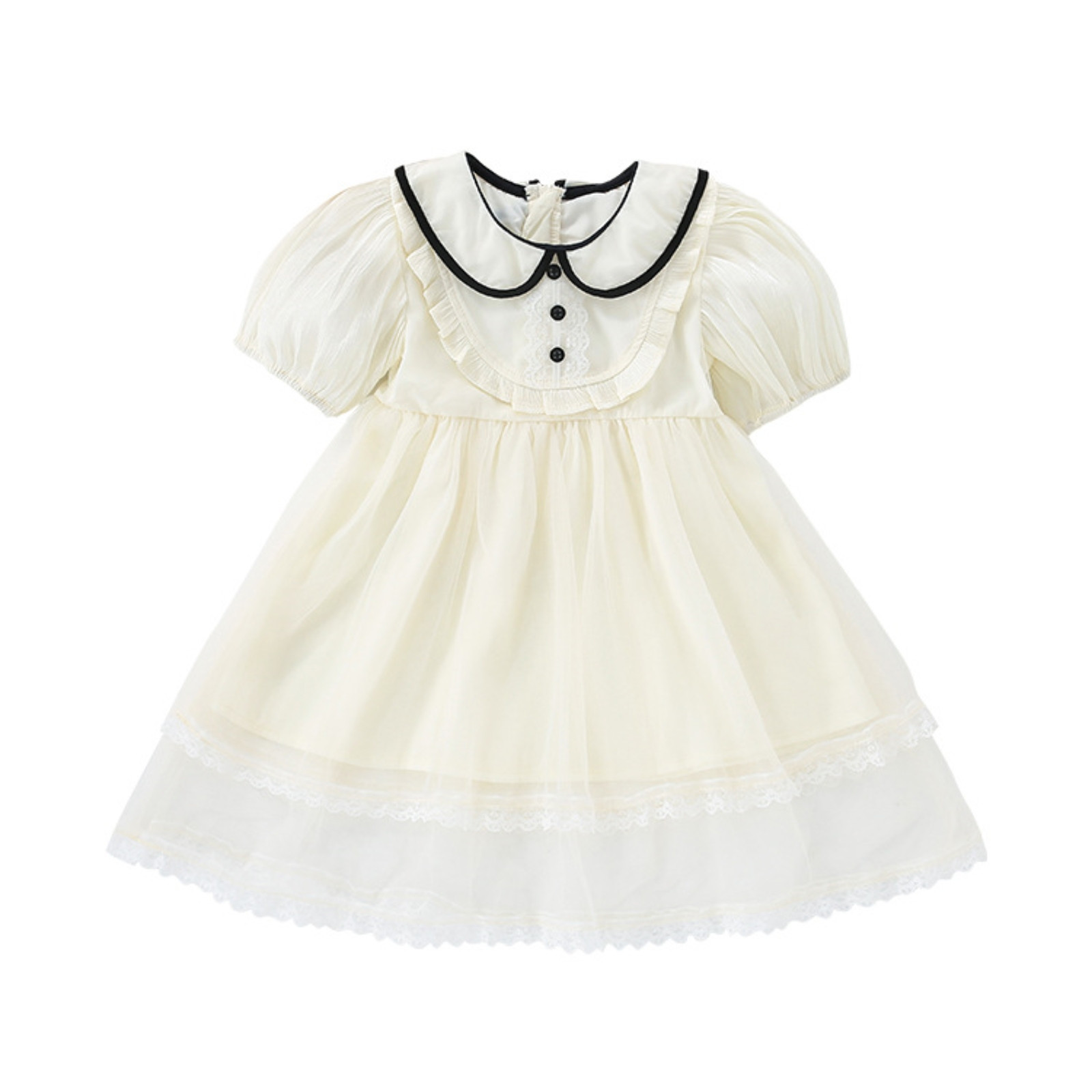 Odeerbi Kids Girls Lace Tulle Dress Vintage Peter Pan Collar Dress Kids ...