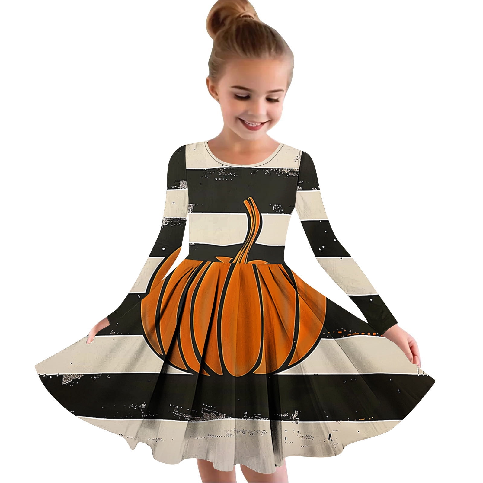 Odeerbi Kids Girls Long Sleeve Halloween Dress Swing A Line Dress 4-14 ...