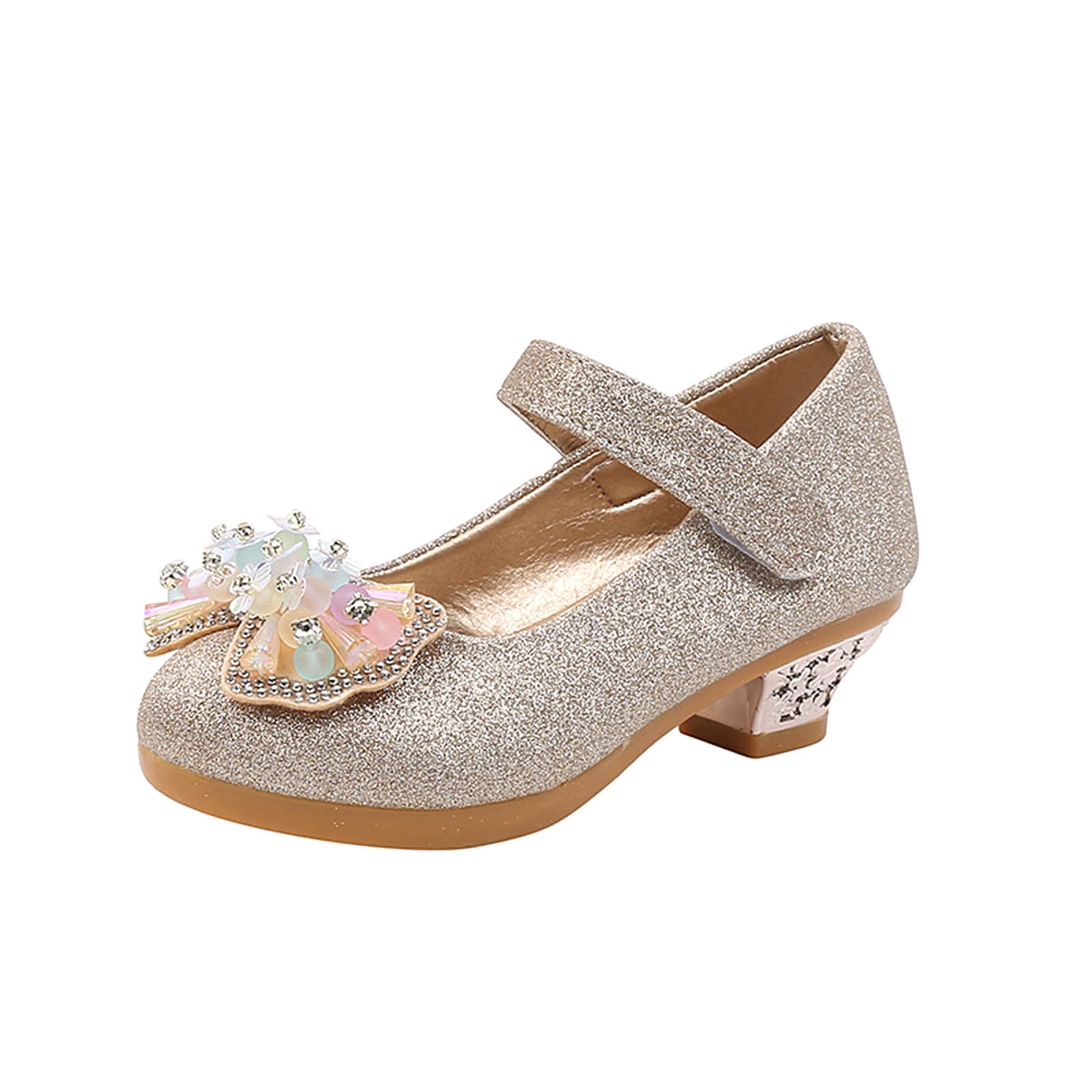 Odeerbi Kids Girls Mid Heel Leather Shoes Princess Shoes High Heels ...