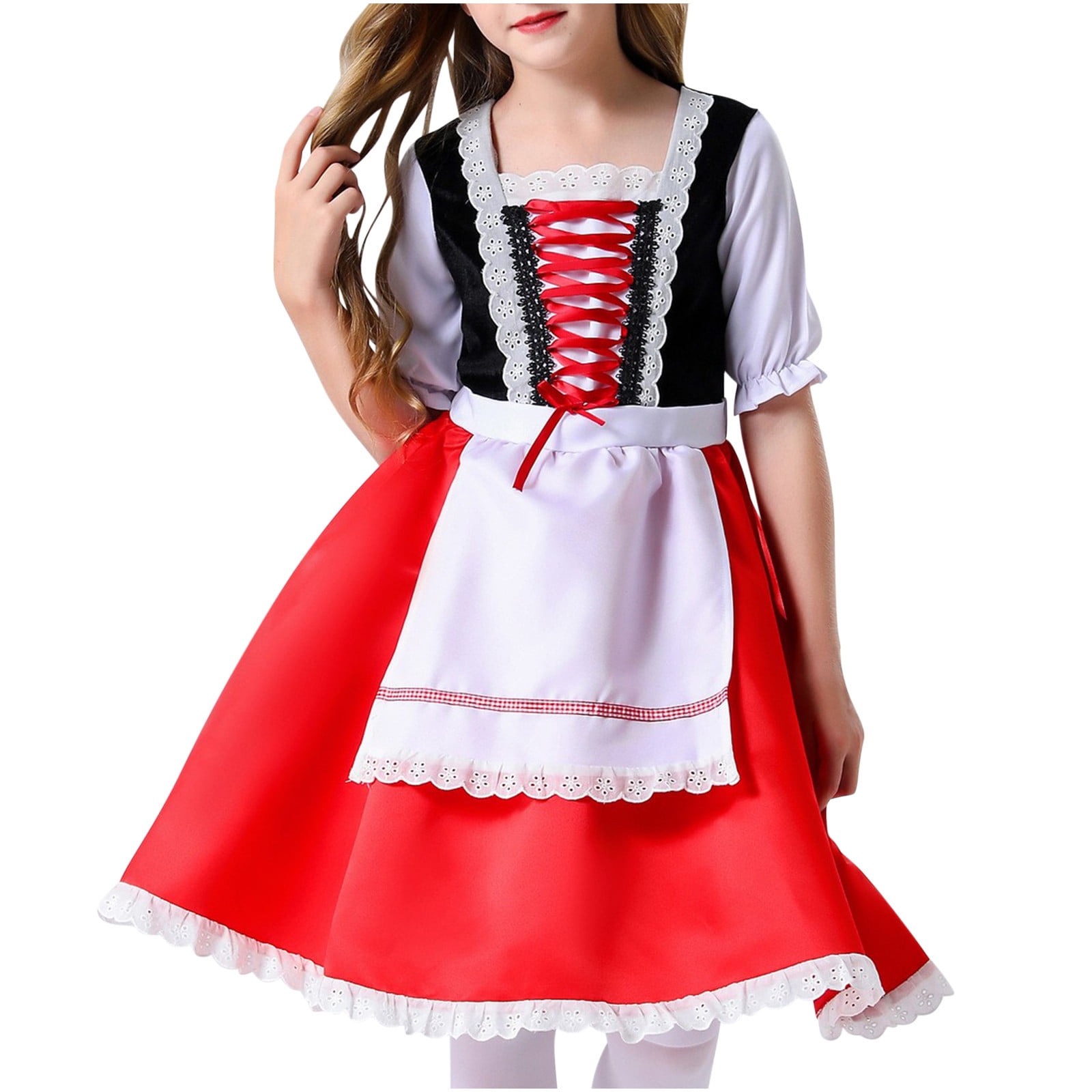 Odeerbi Kids Girls Oktoberfest Stage Performance Dress Two Pieces Skirt ...