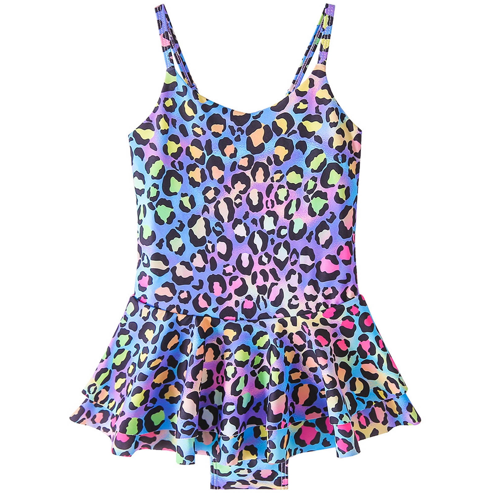 Odeerbi Kids Girls Ruffle One-piece Swimsuit Cute Leopard Print Swim ...