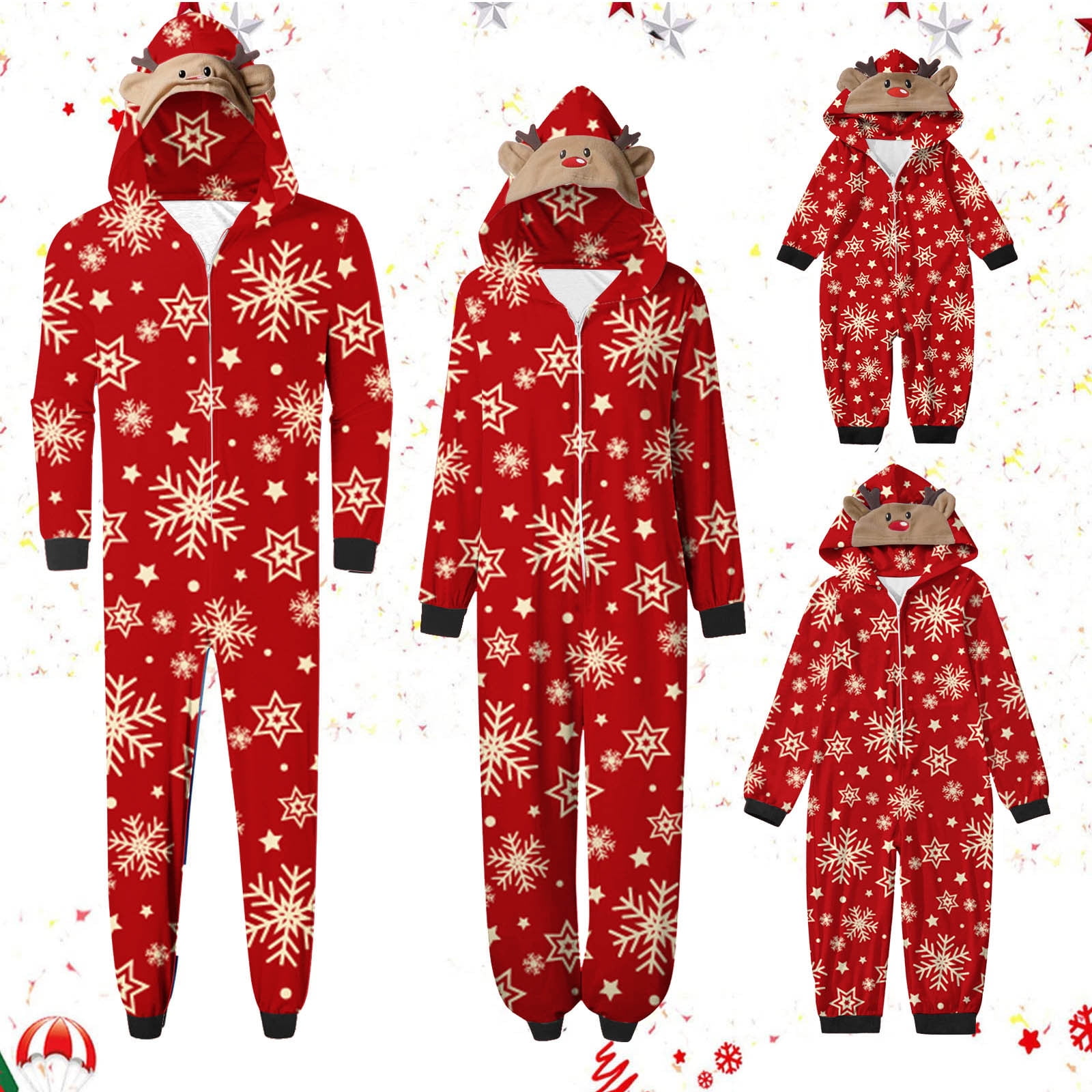 Odeerbi Matching Family Christmas Pajamas Sets Hooded Onesie Sleepwear ...