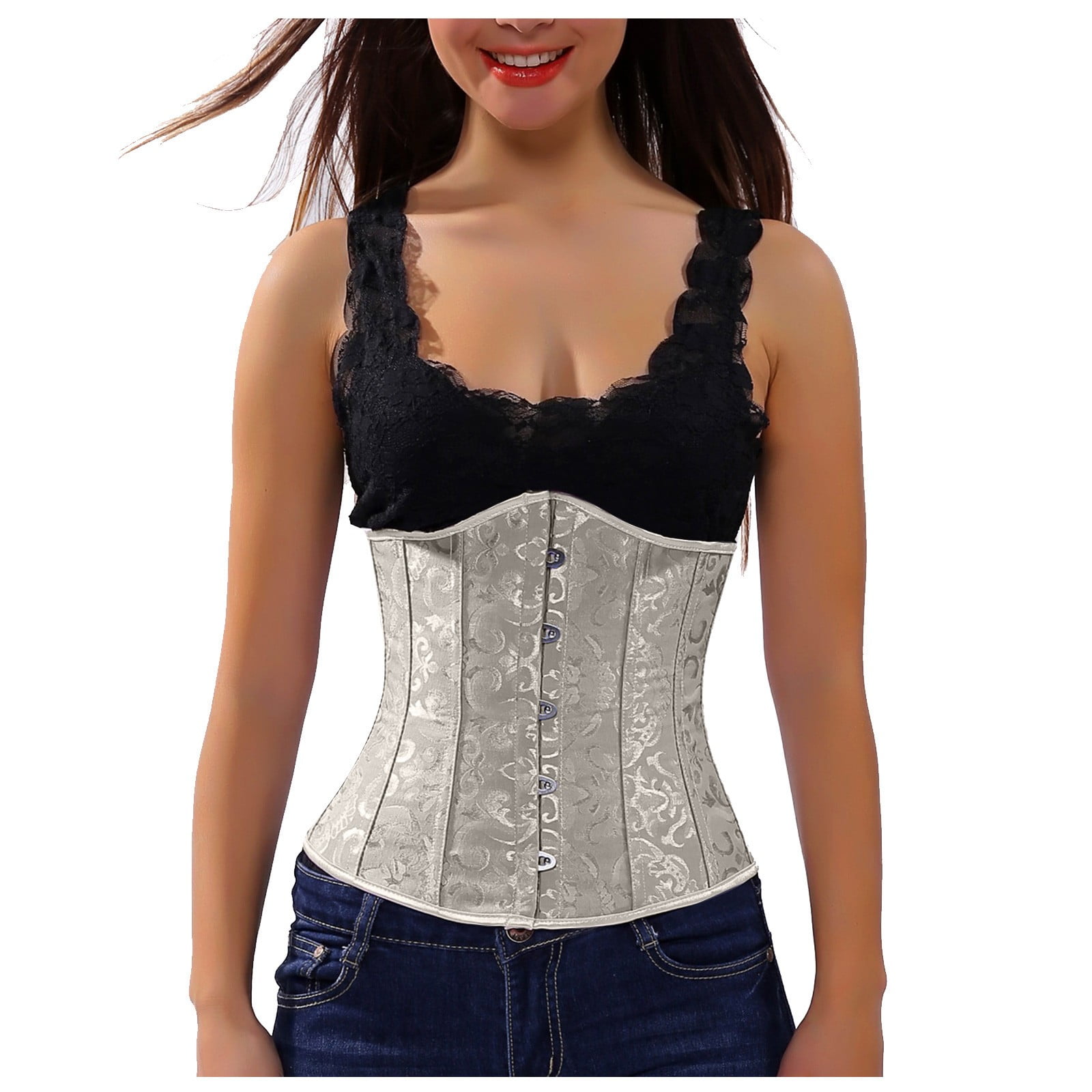 Odeerbi Medieval Boned Corset For Women 2024 Vintage Jacquard Shapewear