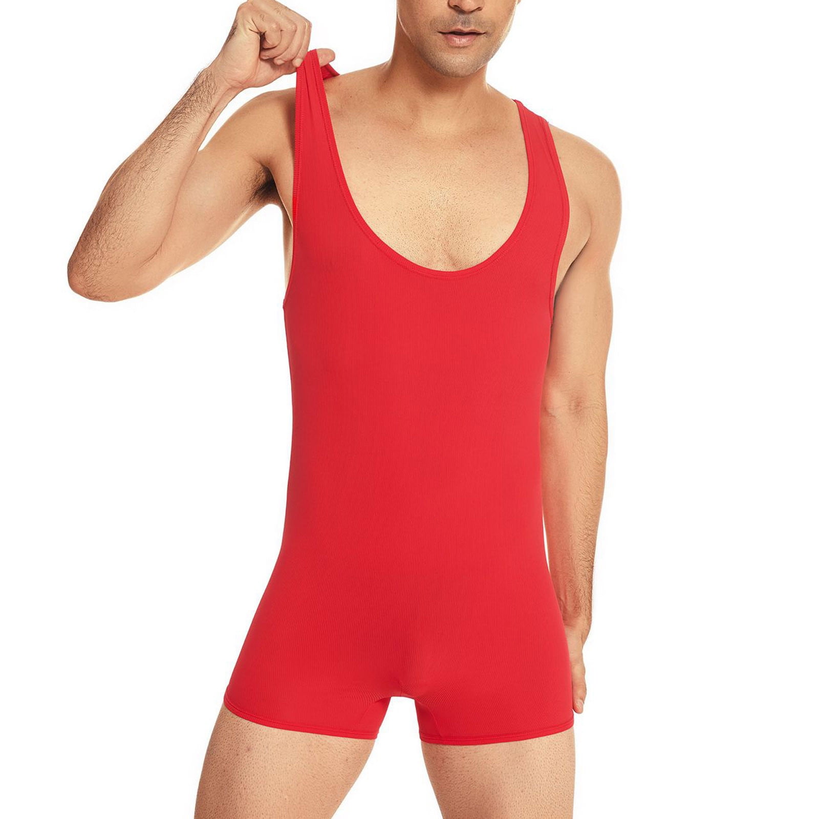 Odeerbi One Piece Swimsuit for Men Tummy Control Bathing Suit High Cut ...