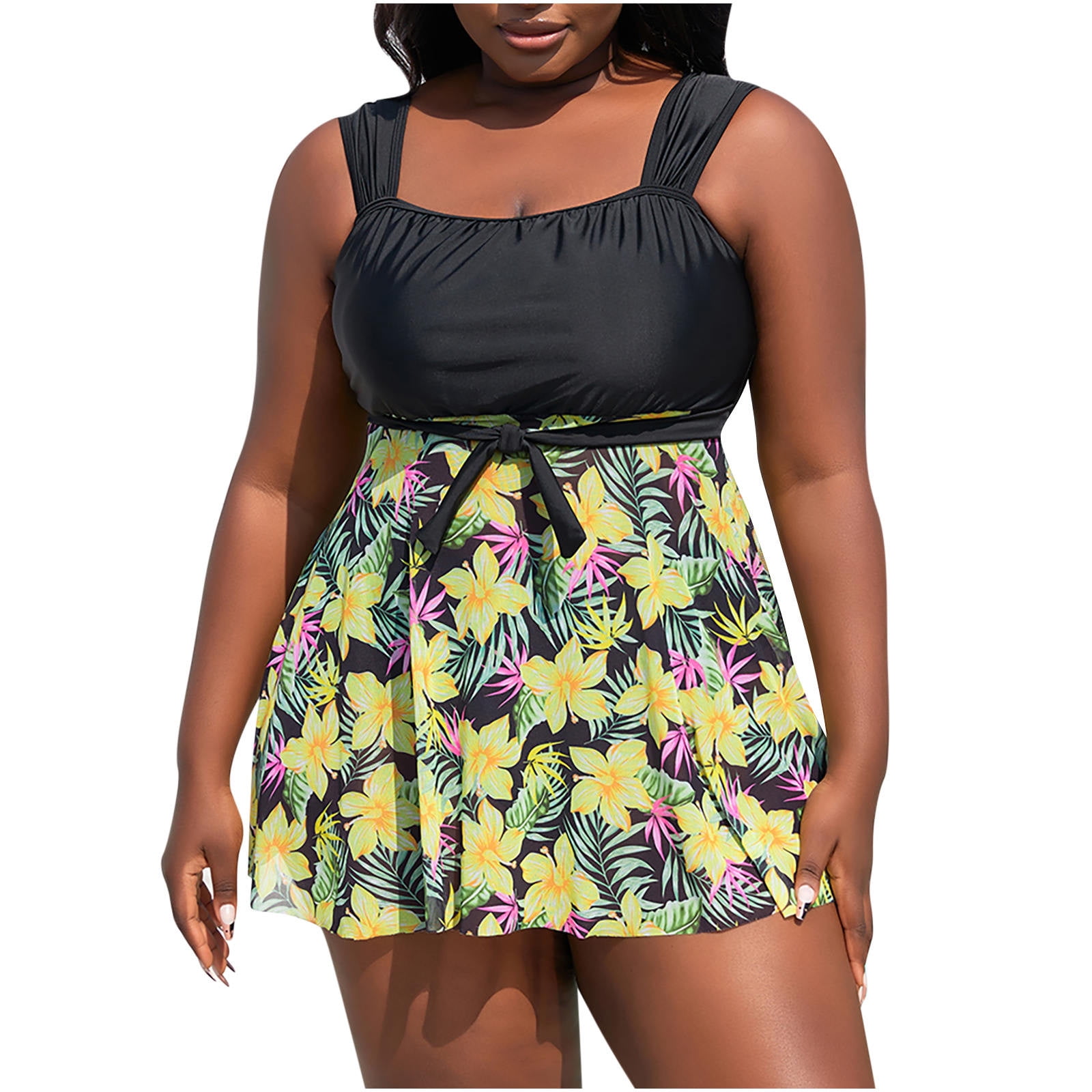 Odeerbi Plus Size Two Piece Tankini Swimsuit For Women Flowy Swimdress