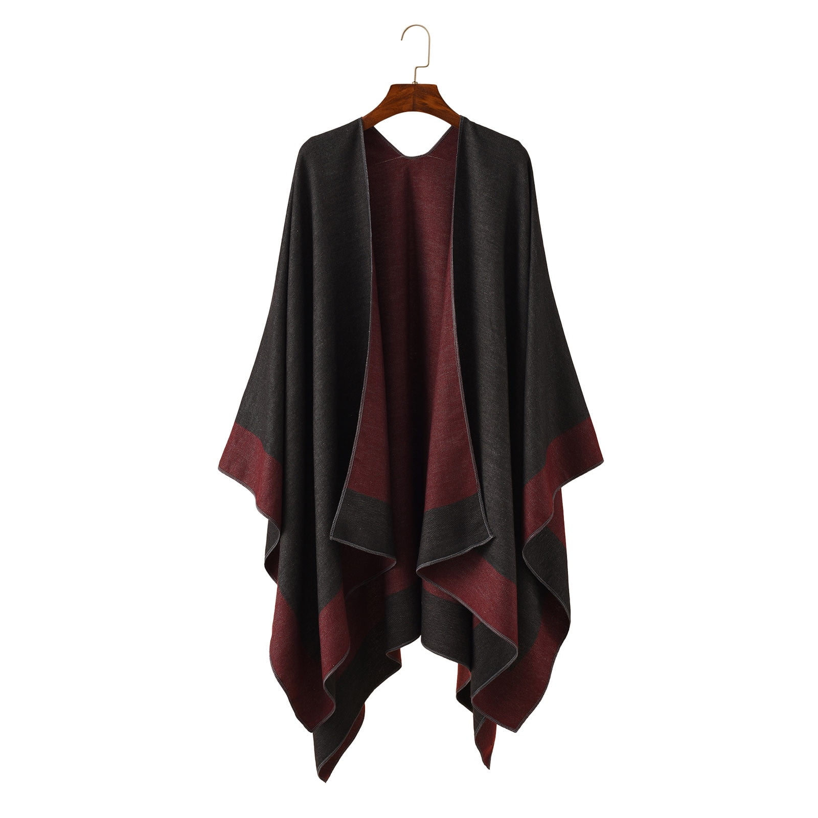 Odeerbi Women's Fall Winter Poncho, Open Front Cape Cardigan, Trendy Color Matching Cloak ...