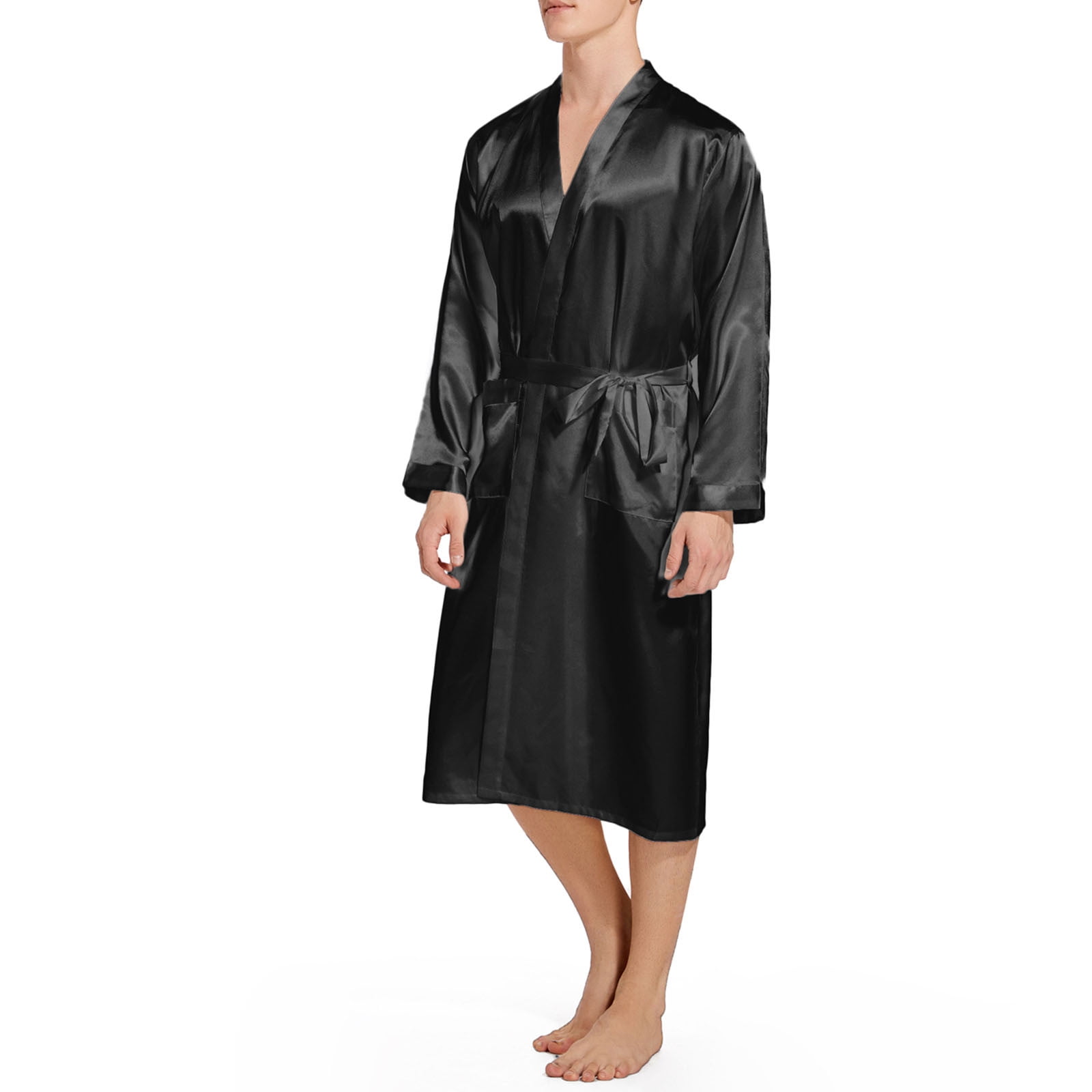 Odeerbi Solid Color Bathrobe for Men 2025 Nightgown Robe Winter Loose ...