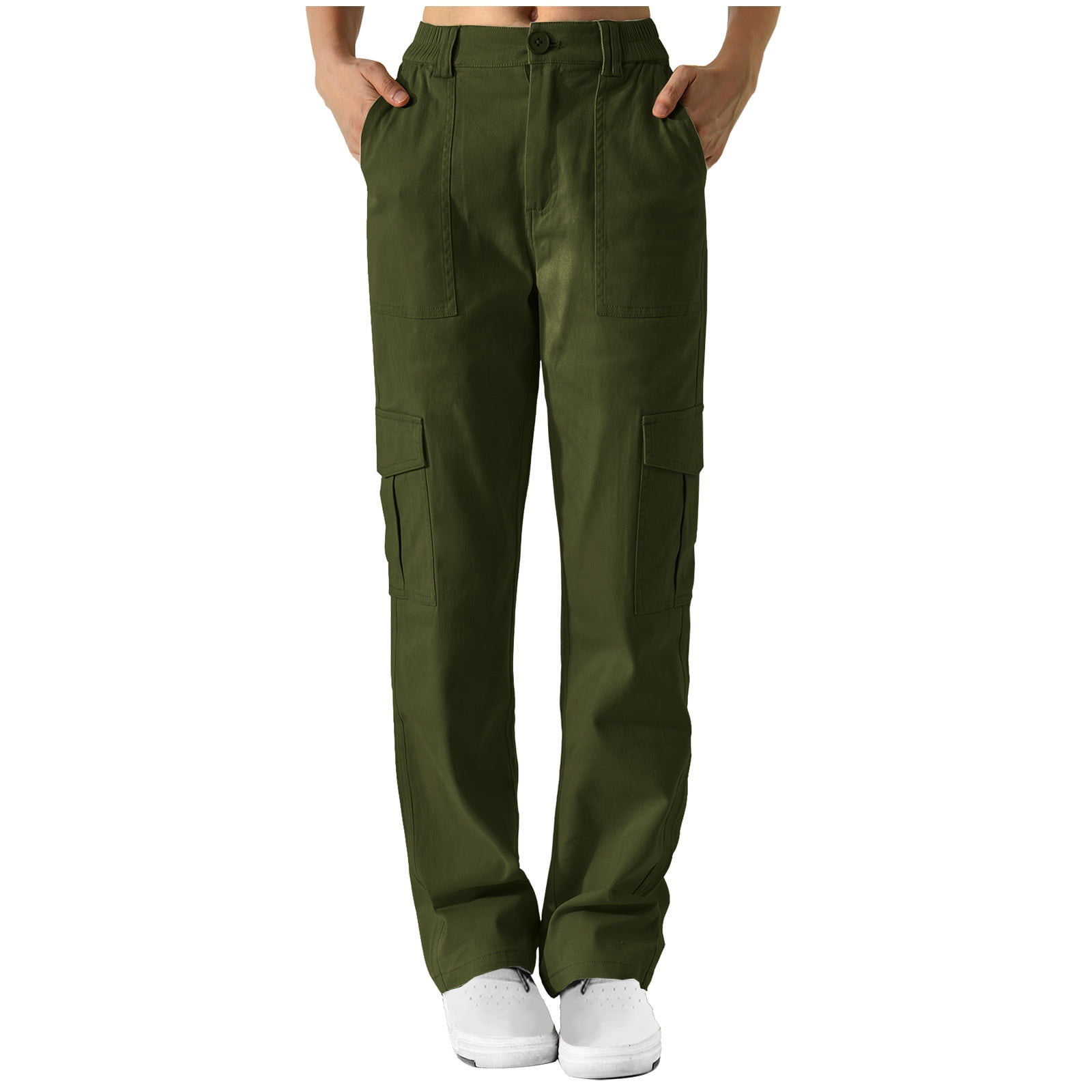 Odeerbi Solid Color Cargo Pants for Women 2025 Fashion Solid Sports ...