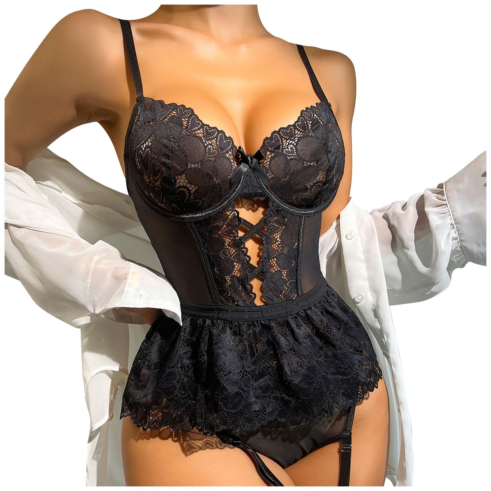 Odeerbi Solid Color Lingerie Set For Women 2024 Sexy Solid Sexy Waist