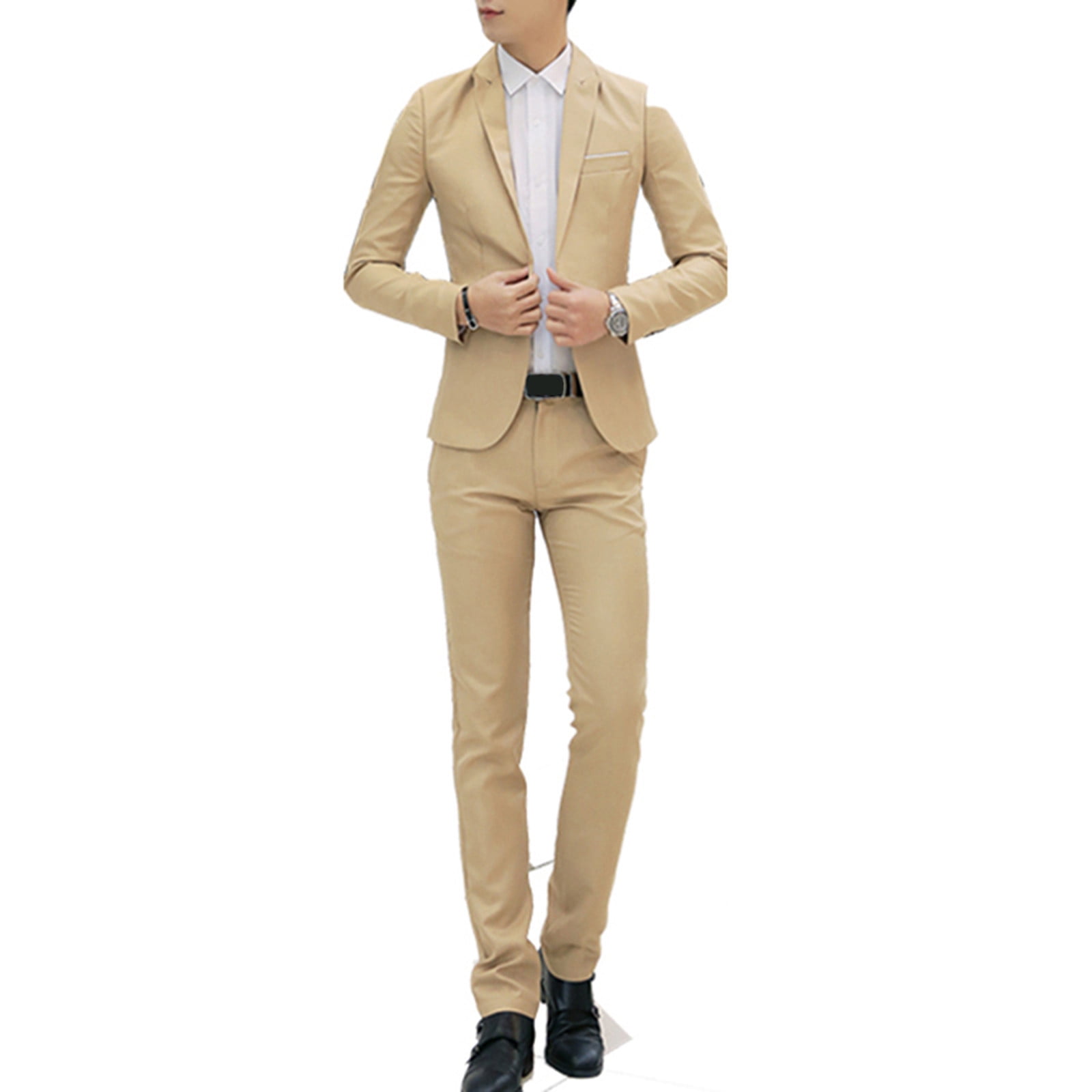 Odeerbi Suit Sets for Men Trendy Suit Coat + Shirt + Suit Pants Three ...