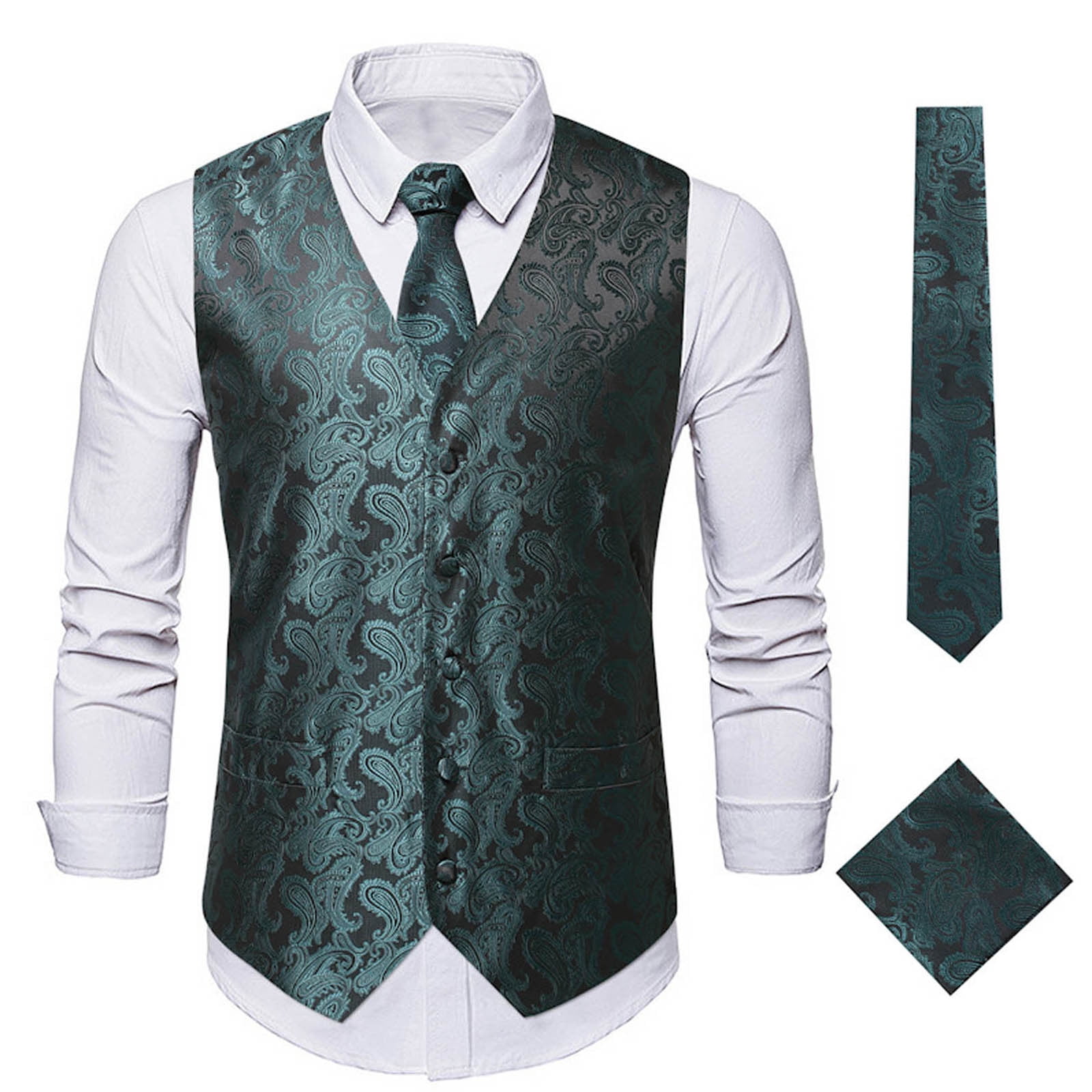 Odeerbi Suit Vest for Men Fashion Blazer Waistcoat Gentleman's Floral ...