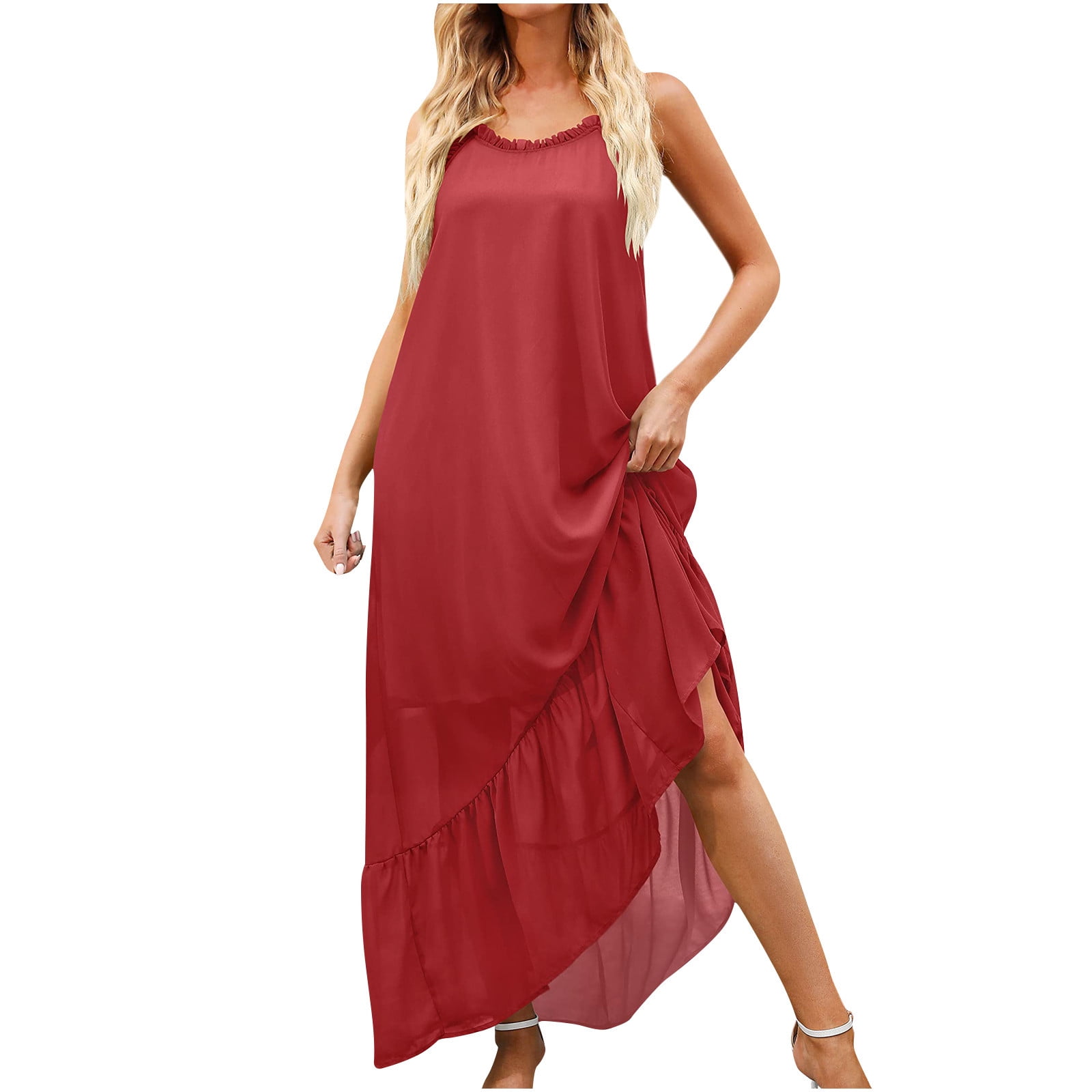 Odeerbi Summer 2024 Casual Dresses For Women Fashion High Low Ruffle