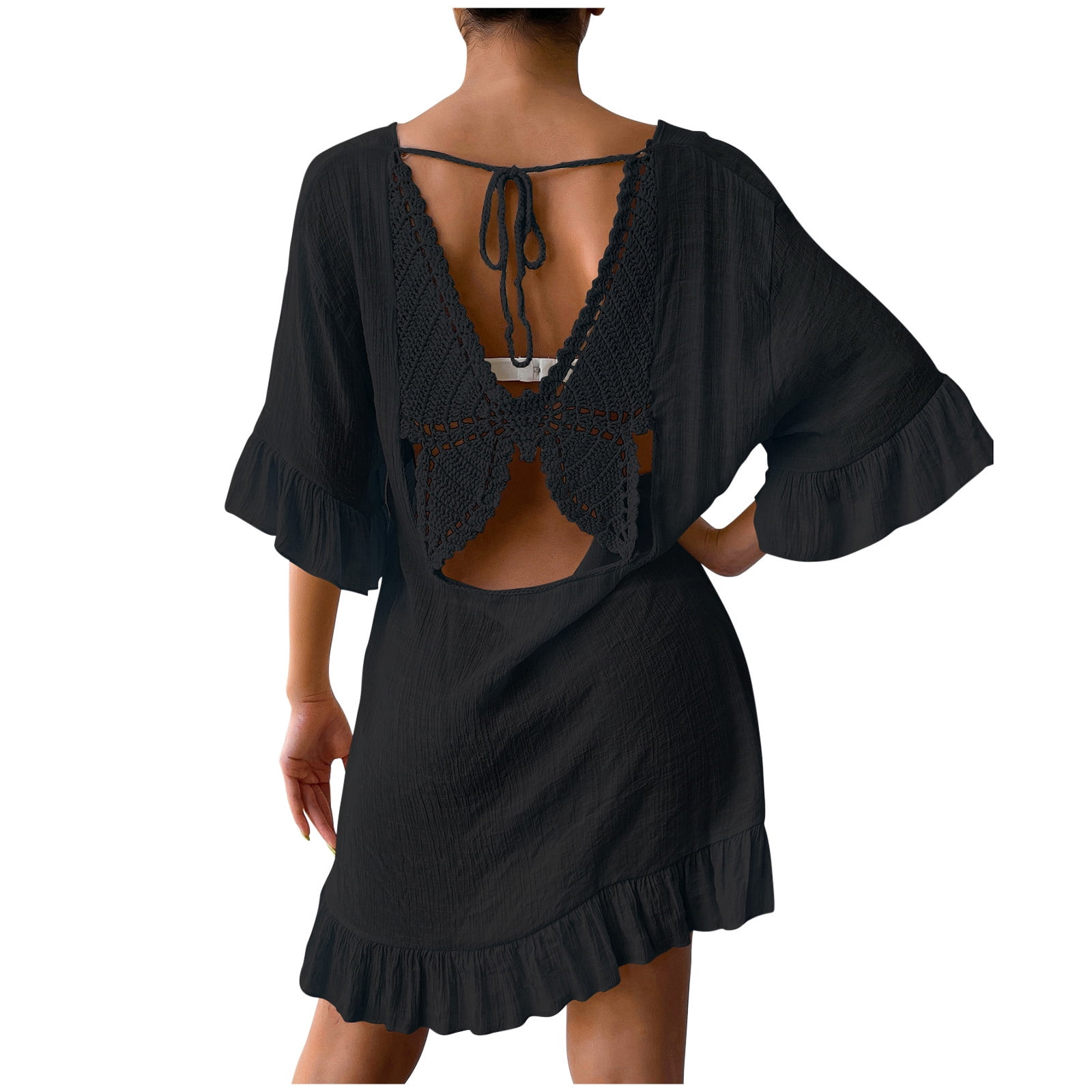 Odeerbi Swimsuit Coverup for Women Crochet Beach Cover Up Dress Hollow ...