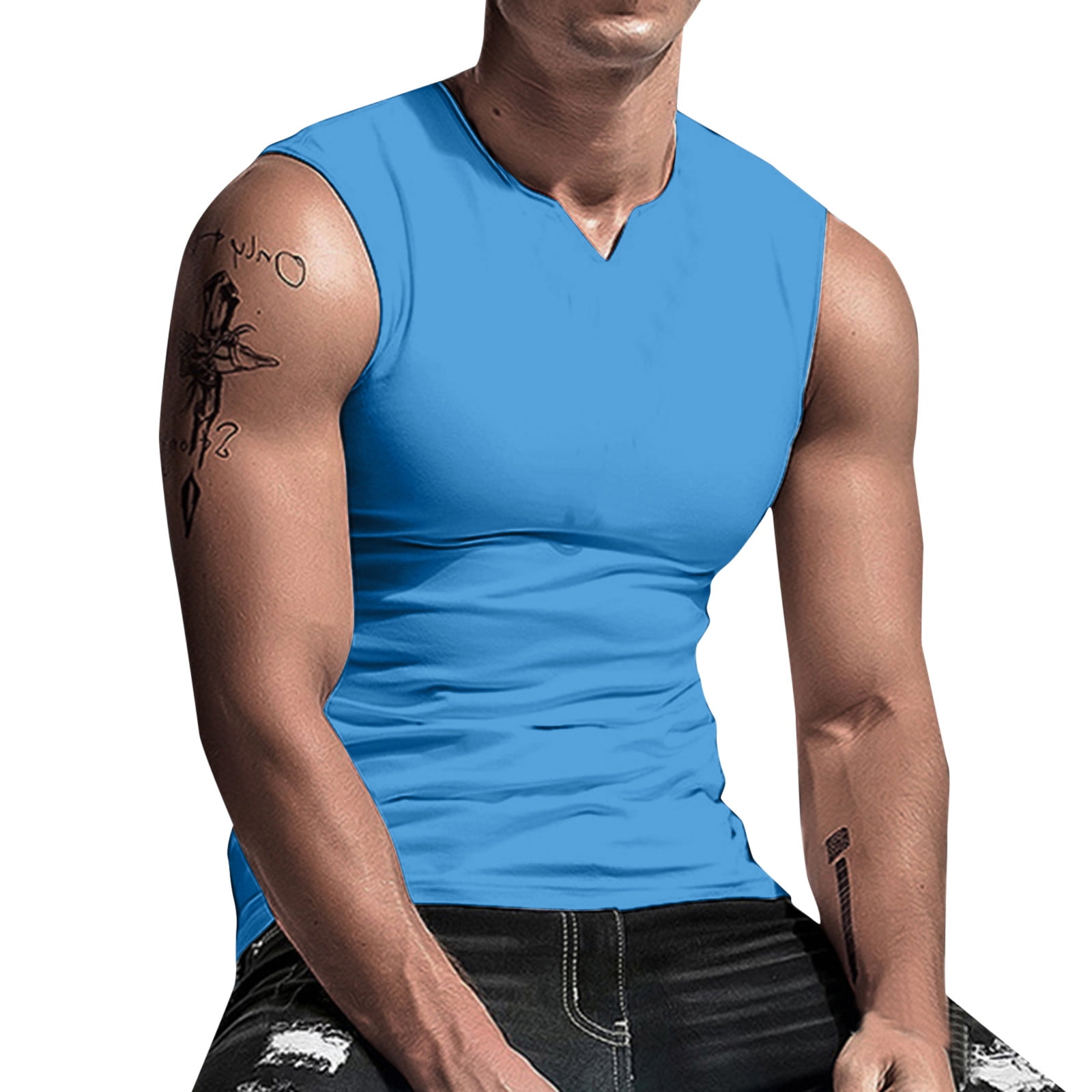 Odeerbi Tank Tops Men Sleeveless Tops Workout Tank Tops Casual Solid