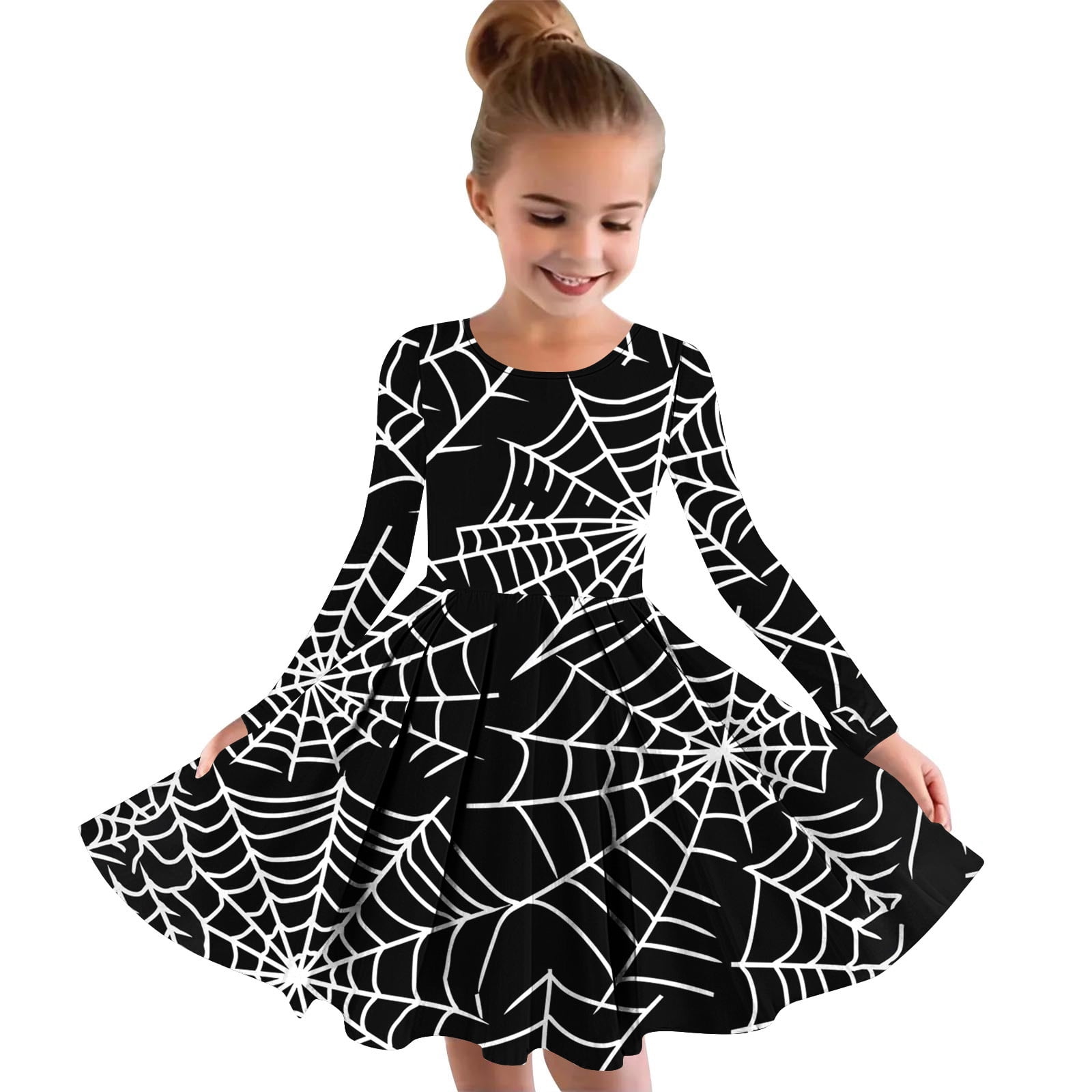 Odeerbi Teen Girls Long Sleeve Halloween Dress Swing A Line Dress 4-14 ...