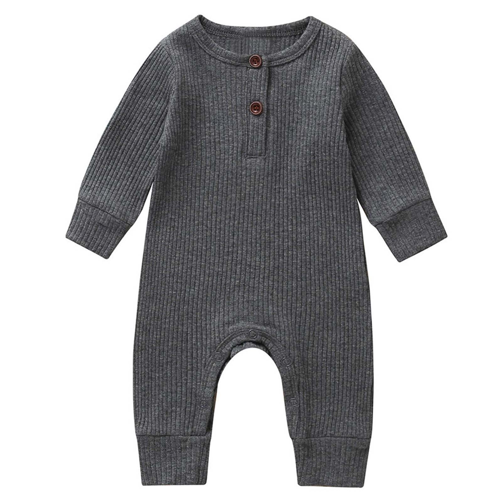Odeerbi Infant Newborn Baby Clothes, Ribbed Bodysuits with Elastic ...