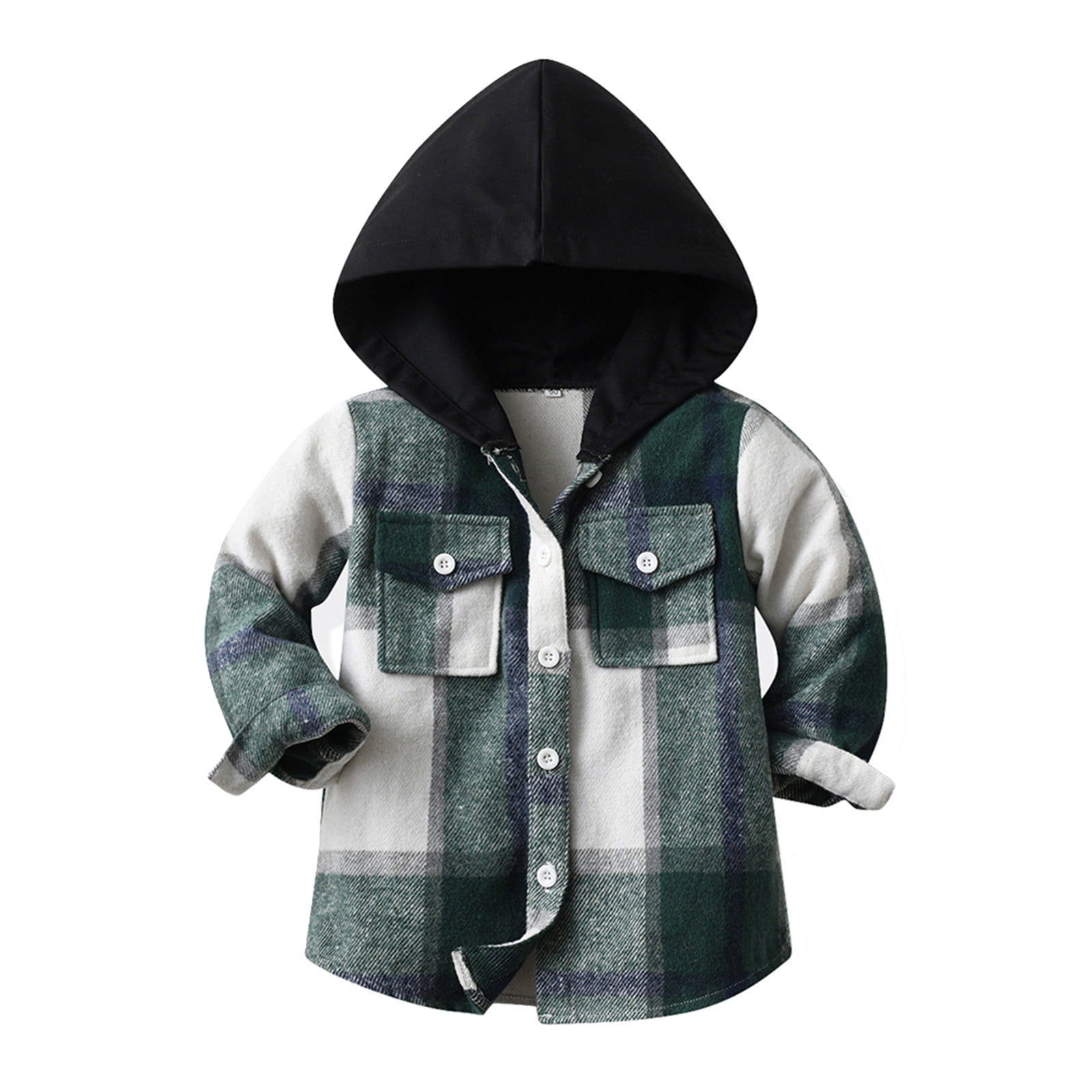Odeerbi Toddler Boys Girls Hooded Plaid Shacket Jacket Kids Toddler ...