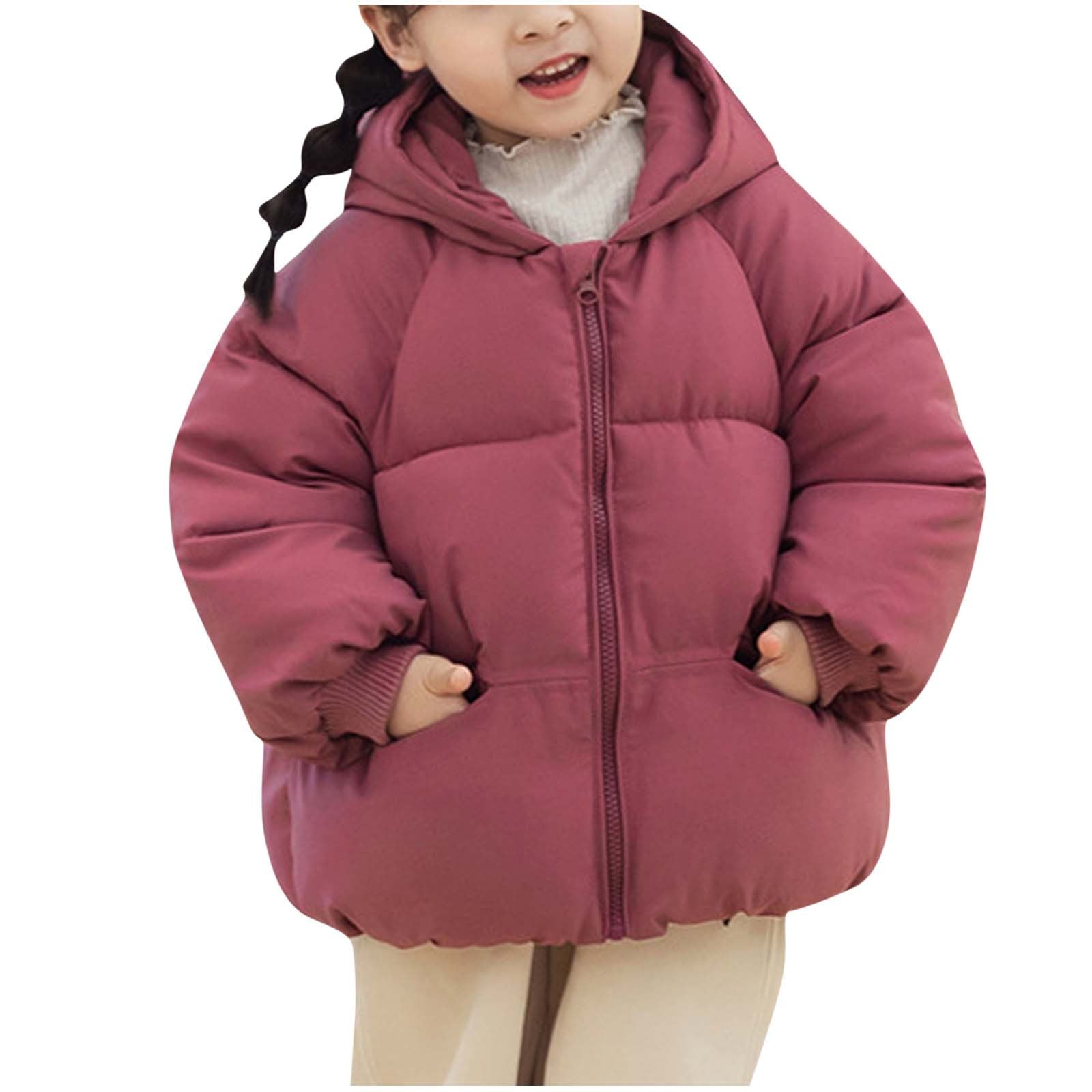 Odeerbi Toddler Boys Girls Winter Coat Thermal Puffer Jacket Padded Coats Children's Solid Color ...