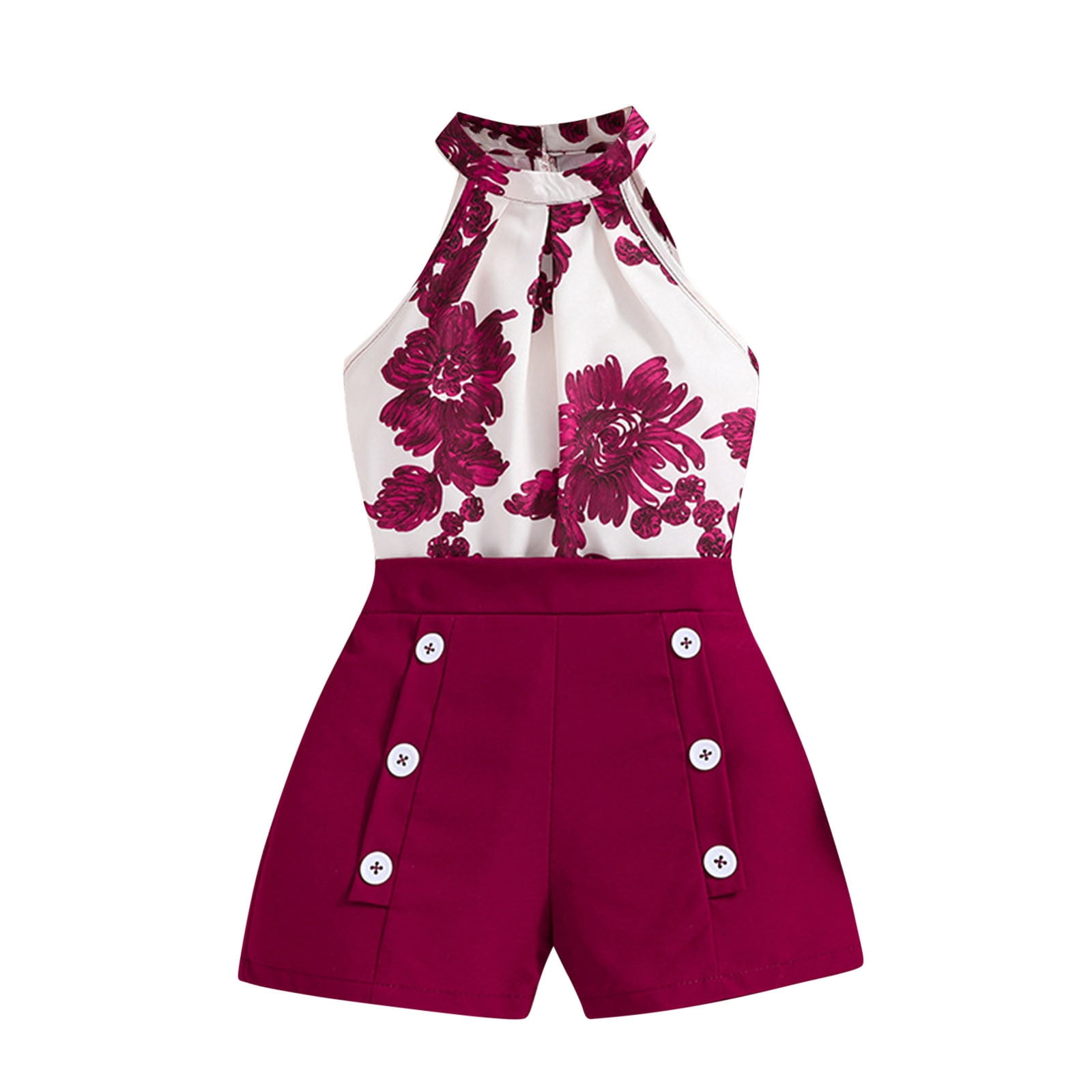 Odeerbi Toddler Girls 2 Piece Outfits Summer Clothes Floral Halter Tops ...