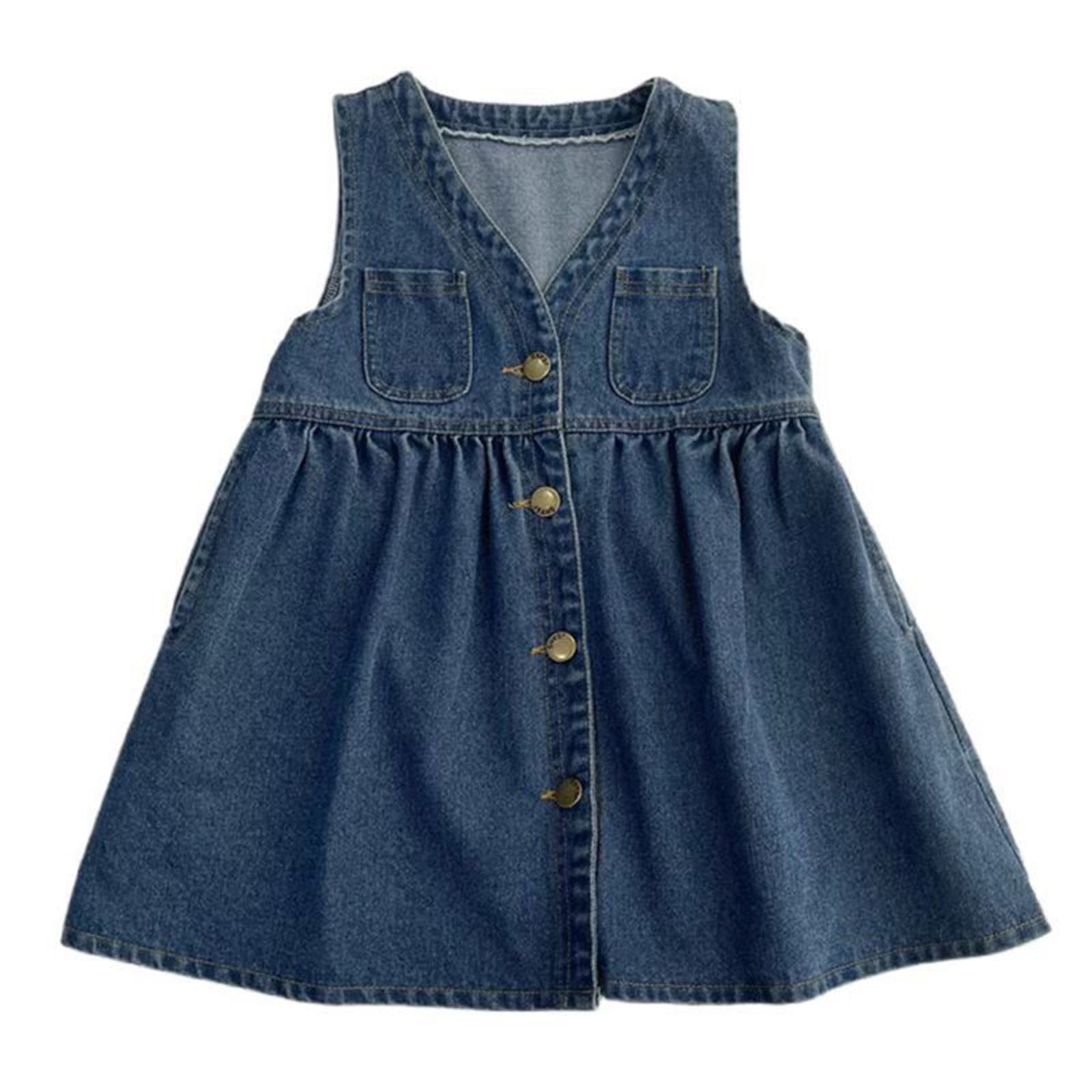 Odeerbi Toddler Girls Denim Tank Dress Sleeveless Casual Sundress ...