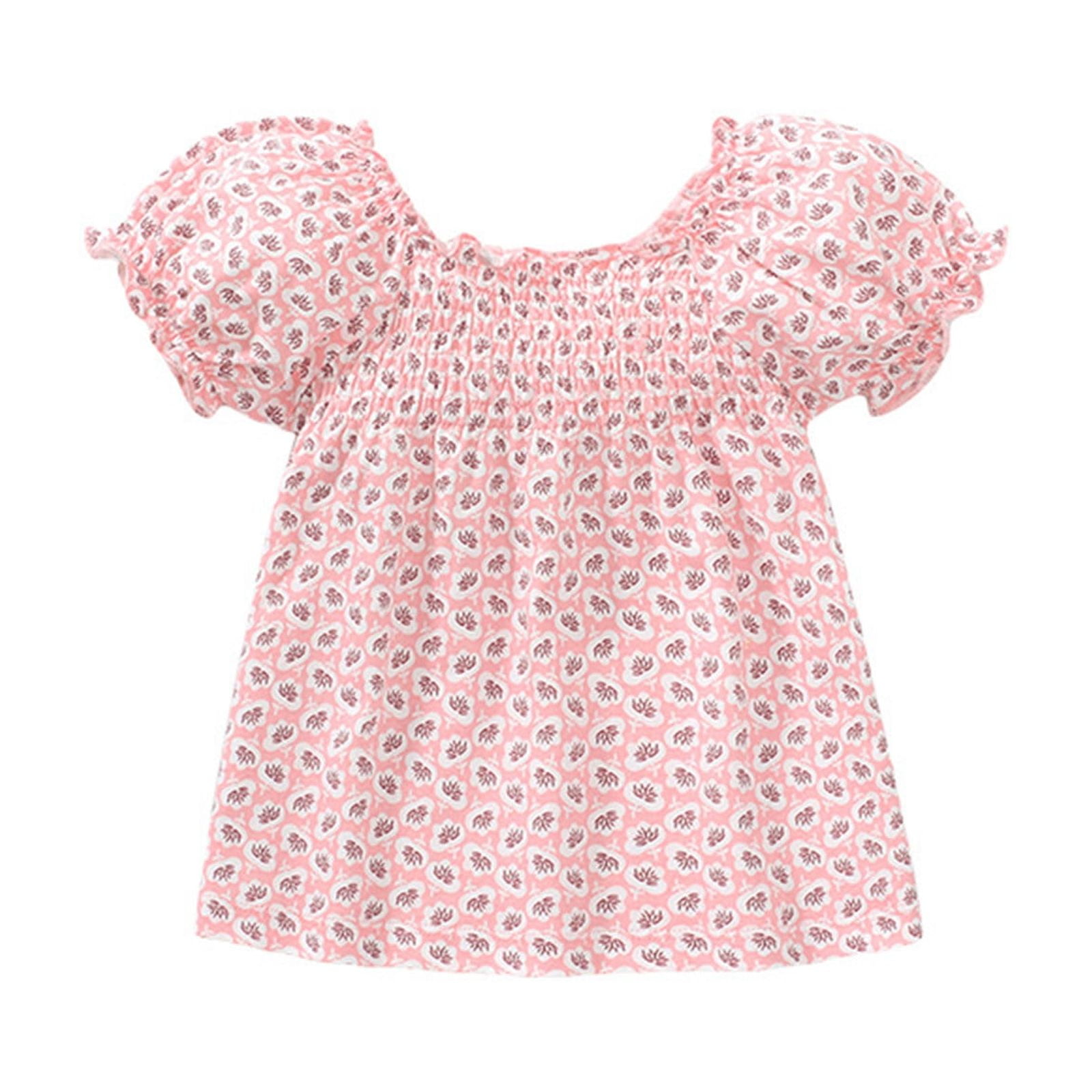 Odeerbi Toddler Girls Floral Puff Sleeve Tops 2-7 Years Children's ...