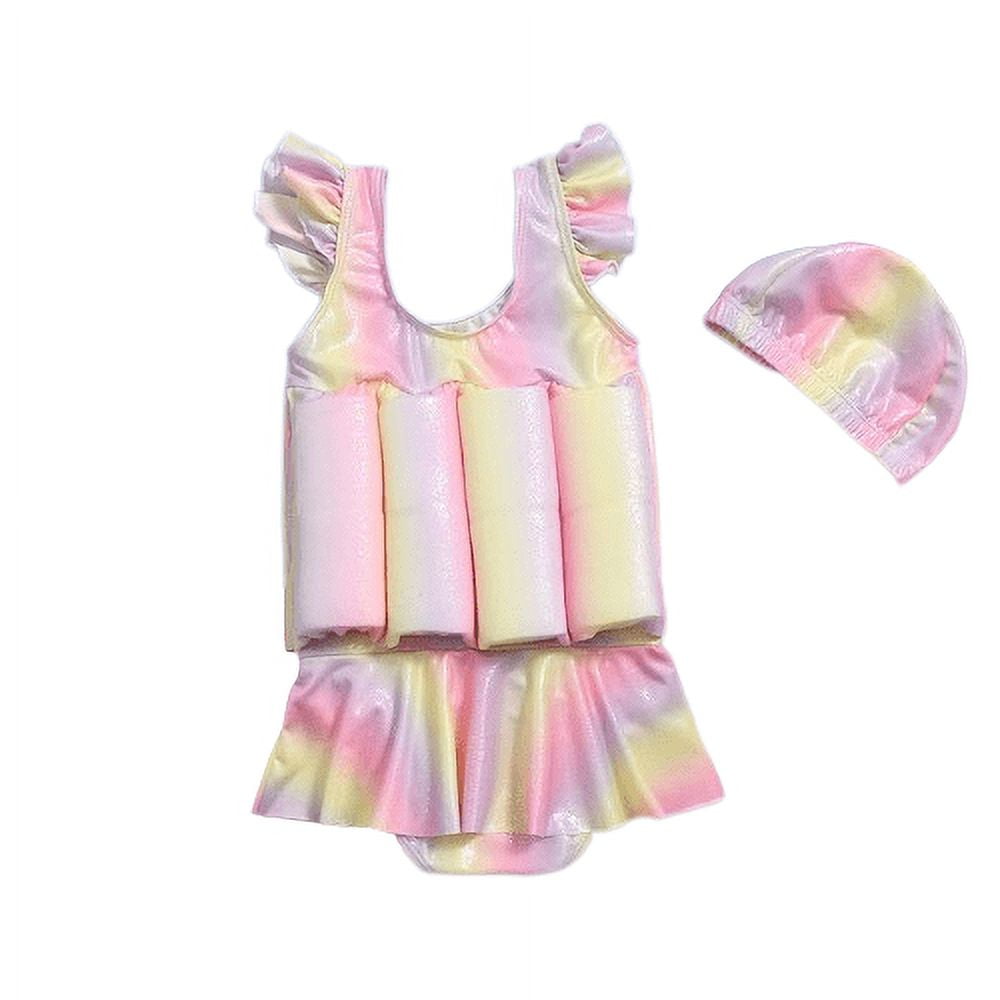 Odeerbi Toddler Girls Flotation Swimsuit with Swim Cap Toddler Baby ...
