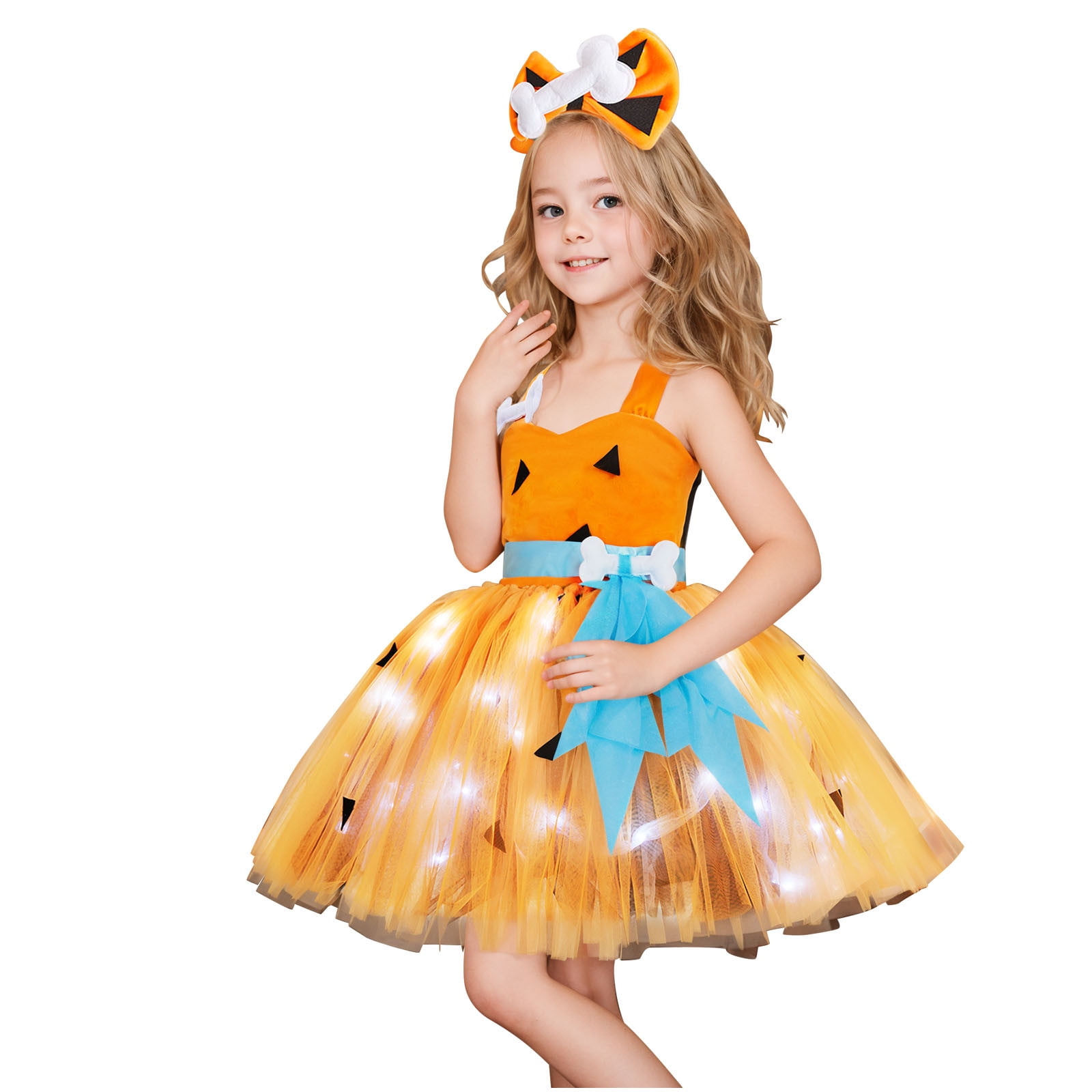 Odeerbi Toddler Girls Halloween Tulle Skirt Set LED Light Up Dress Up ...