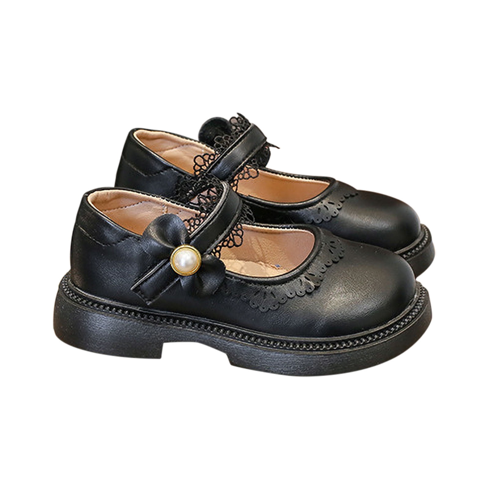 Odeerbi Toddler Girls Leather Mary Jane Shoes Princess Nude Shoes Fall ...