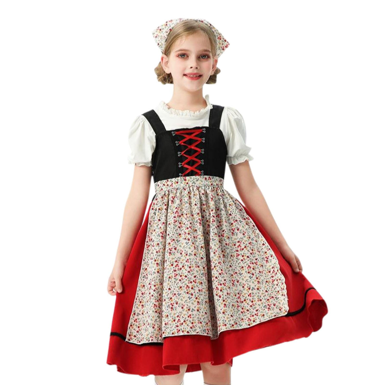 Odeerbi Toddler Girls Maid Dress Up Dress Shorts Sleeve Ruffle Cotton ...