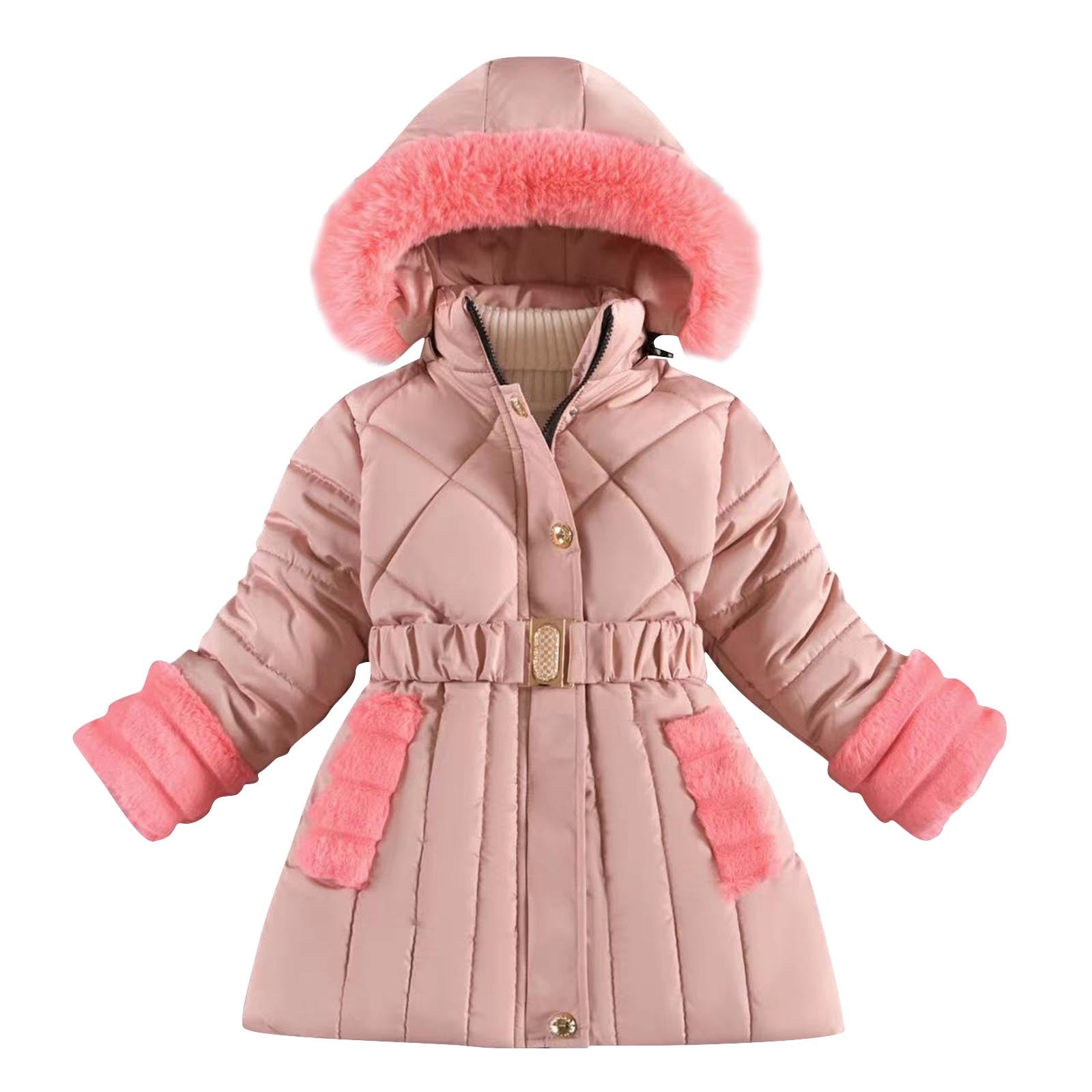 Odeerbi Toddler Girls Parka Winter Coat Thermal Quilted Puffer Jacket Padded Coats Kids Solid ...