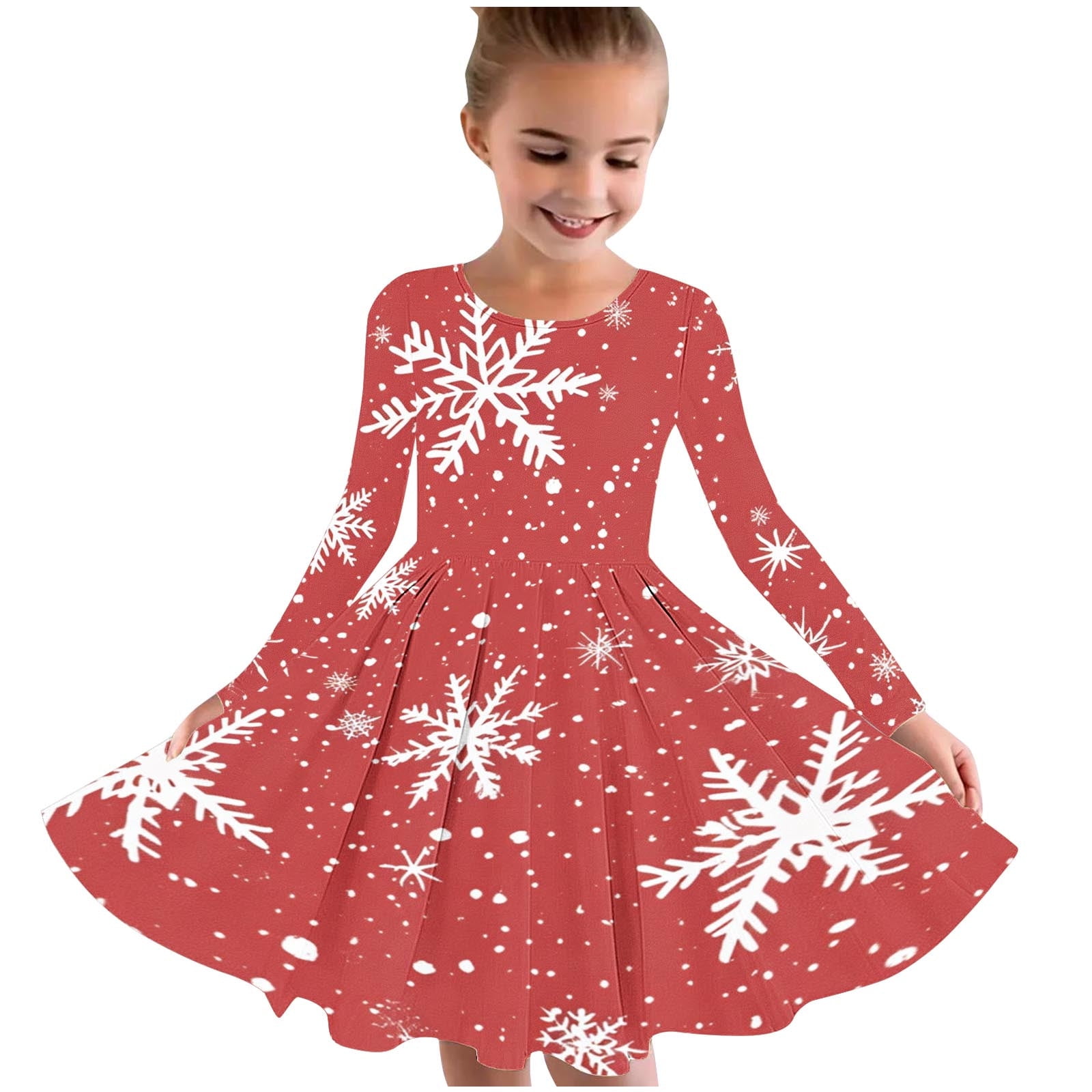 Odeerbi Toddler Girls Skater Twirl A-Line Dress Long Sleeve Pleated ...