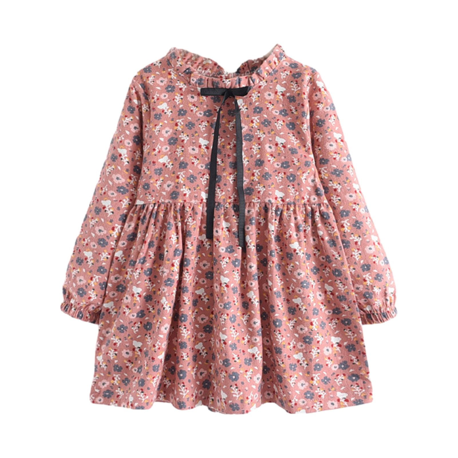 Odeerbi Toddler Girls Spring Fall Floral Dress Cotton Dress Fashion ...