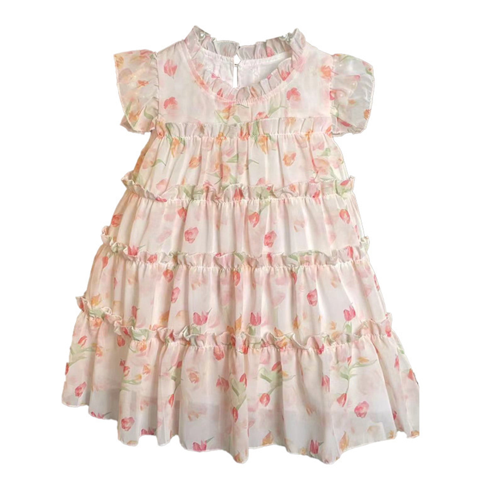 Odeerbi Toddler Girls Tiered Dress Tulle Floral Dress Children's Floral ...