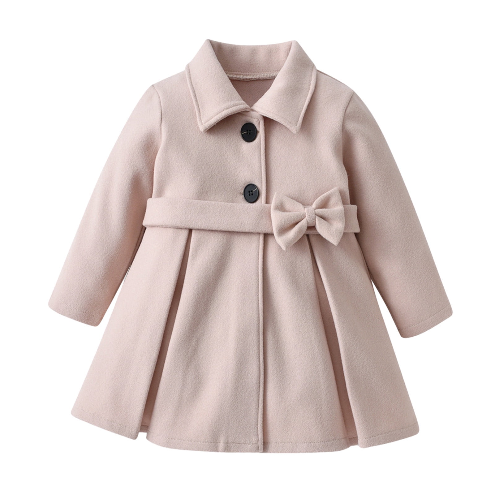Odeerbi Toddler Girls Winter Wool Coat Bow Dress Coat Winter Jackets ...